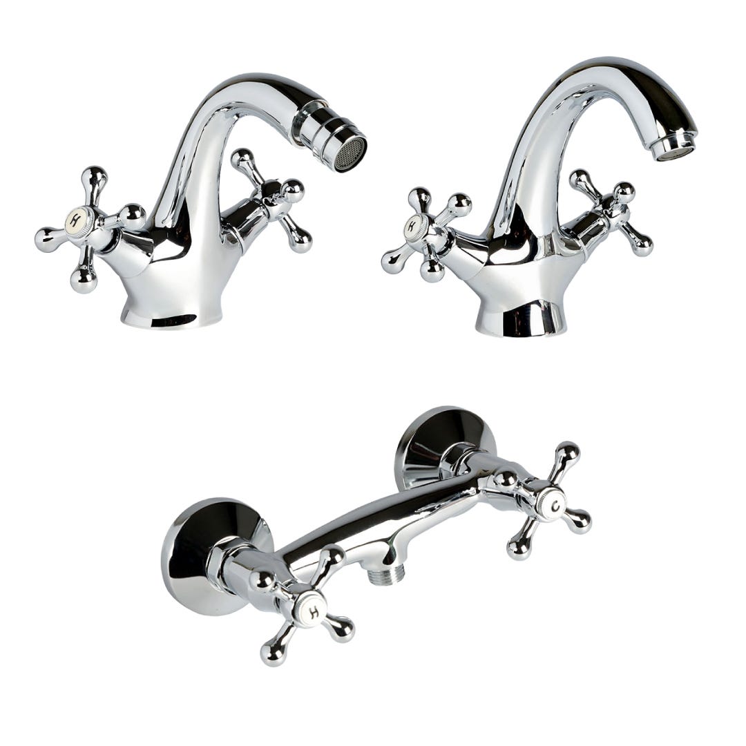 RUBINETTERÍA BAÑO RETRO LAVABO + BIDÉ + EXTERIOR DUCHA | NARCISO ...