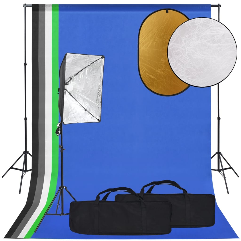 Kit de estudio fotográfico con softbox, fondo y reflector | Leroy Merlin