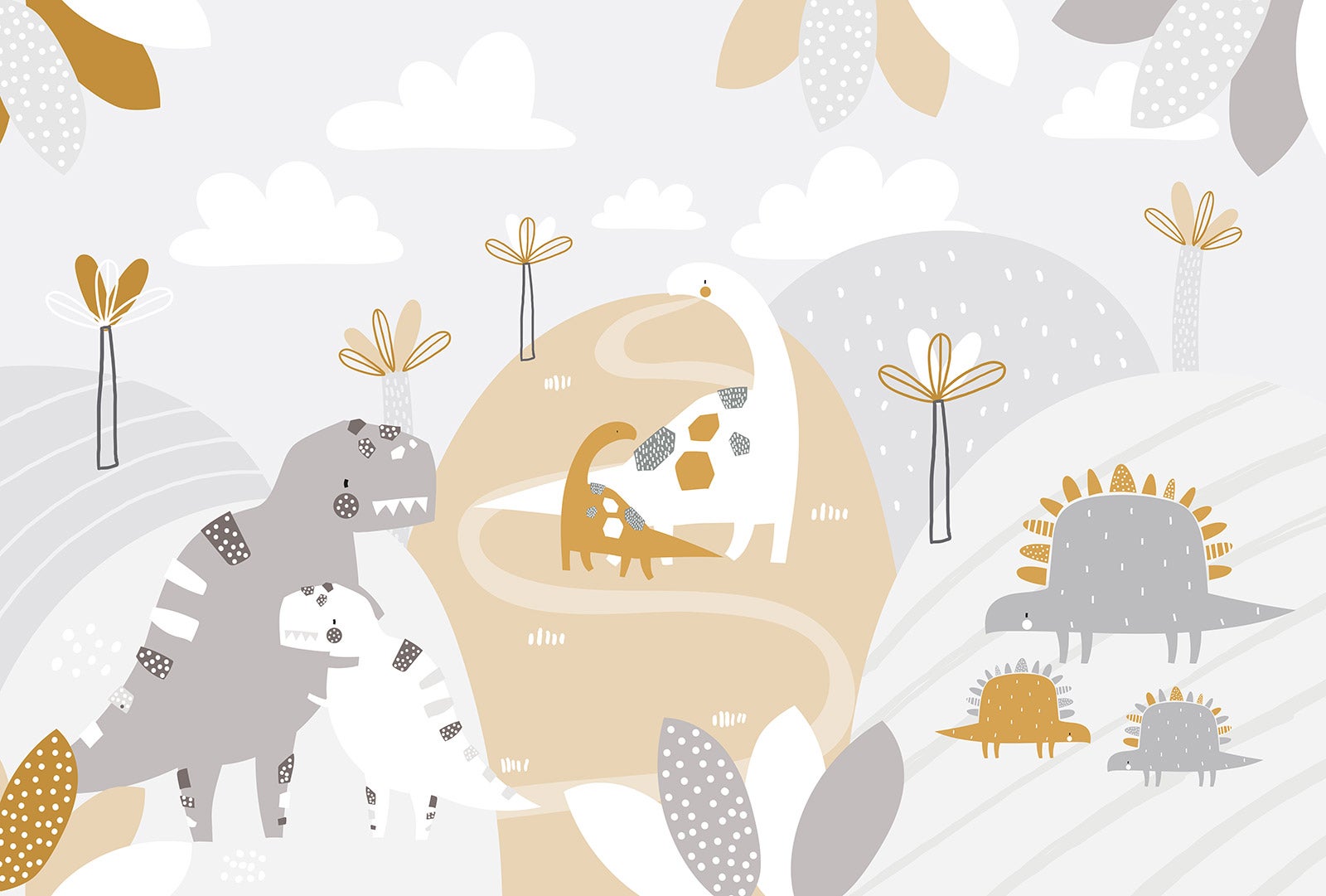 Papel pintado panorámico Infantil - Dinosaurios - Ancho 195 cm x Altura ...