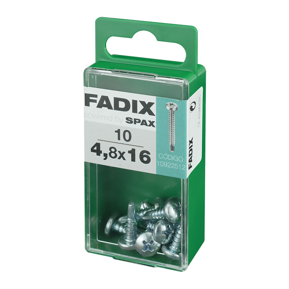 Caja de 10 unidades de tornillo de rosca chapa con cabeza redonda autotaladrante 4,8x16mm Fadix ...