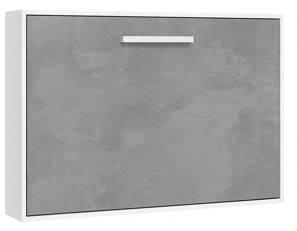Lit escamotable horizontal OPTIMA-140x180-Cadre Blanc-Façade Gris ...