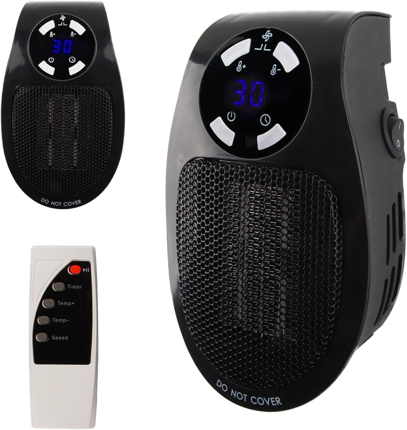 Mini calefactor eléctrico de pared con mando a distancia, 500 W, dos ...