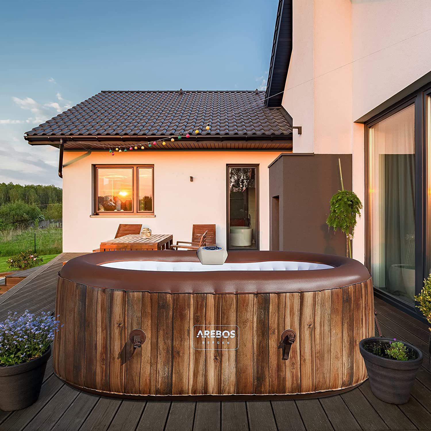 AREBOS Spa Gonflable 190x120 cm Ovale 2 Personnes 90 Jets de Massage ...