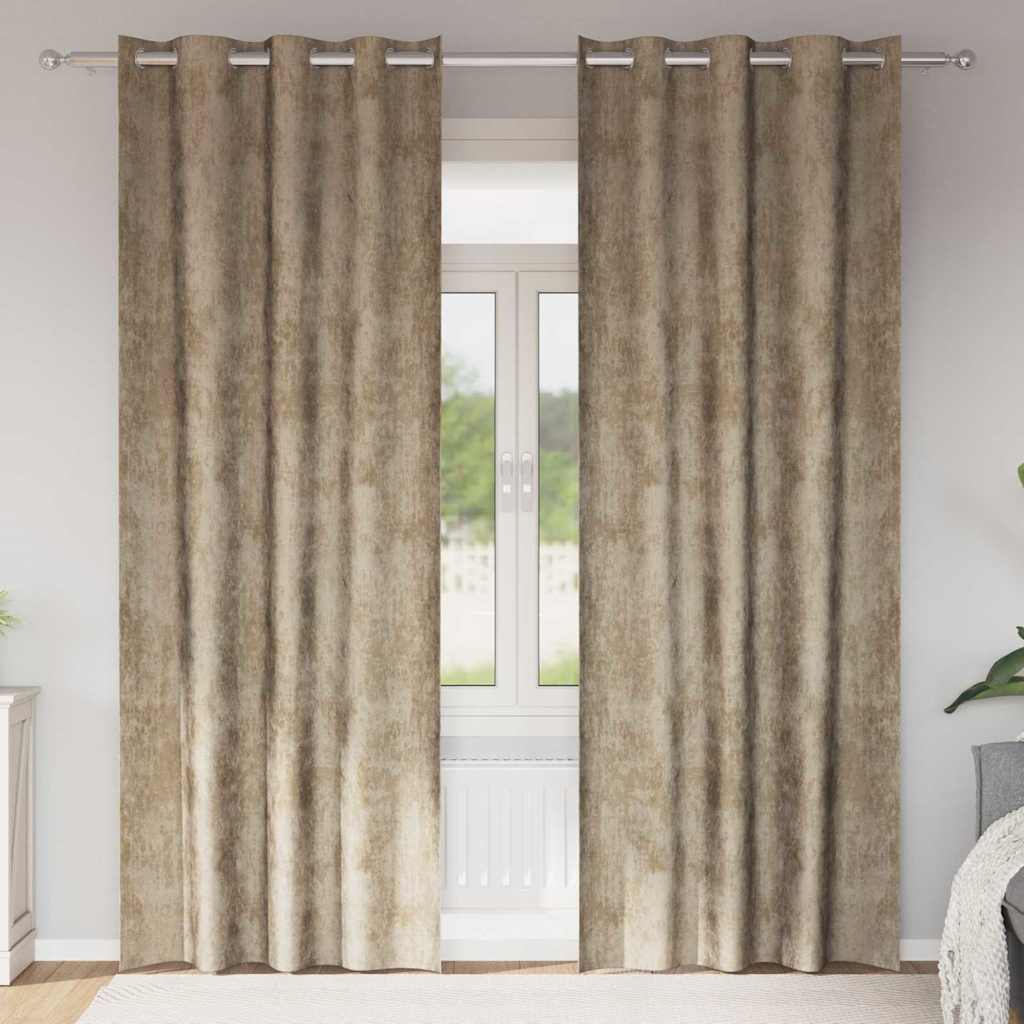 Maison Exclusive - Rideaux en velours 2 pcs Champagne 260 x 140 cm ...