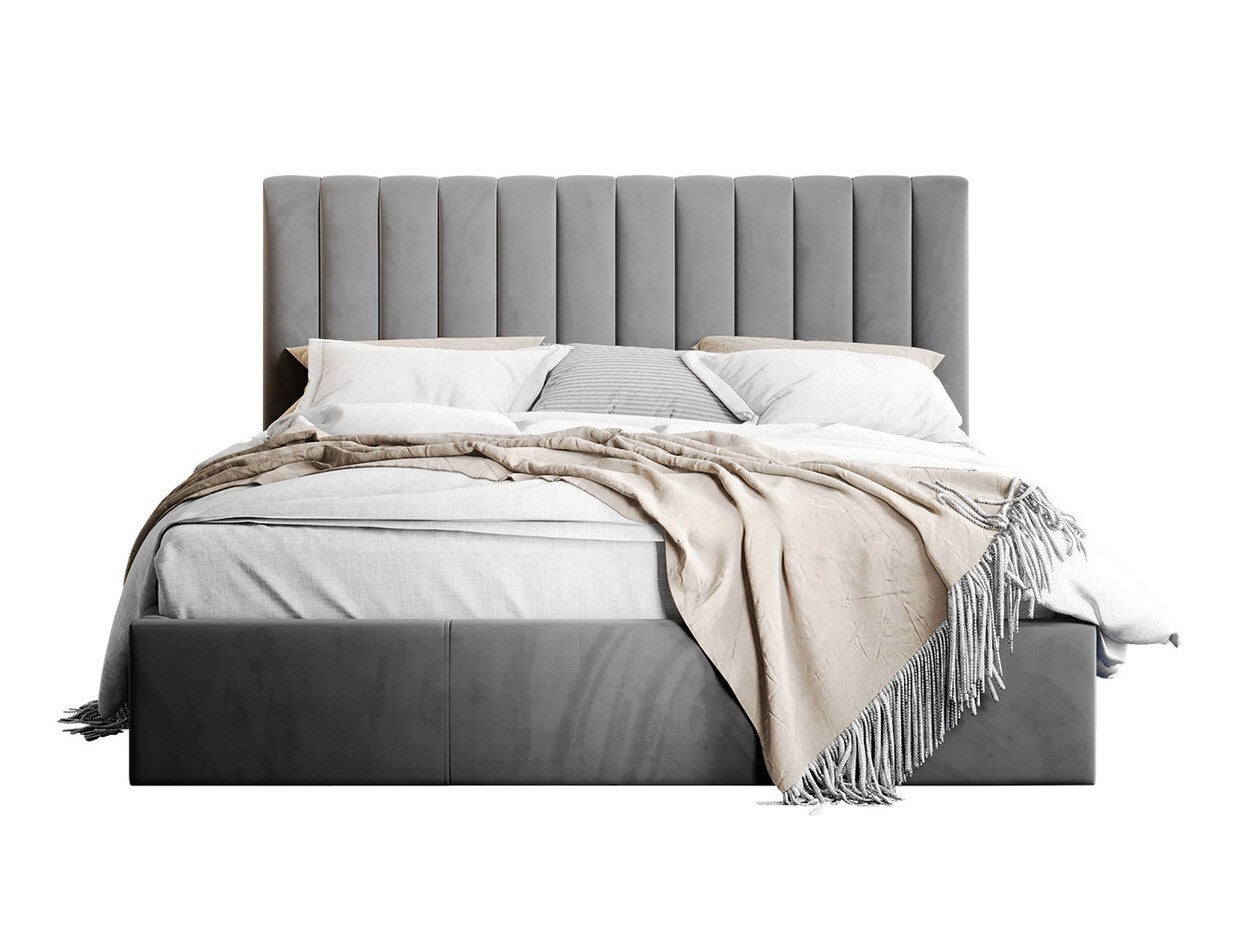 Letto Beloit 108, Doppio, Grigio, 140x200, Arazzo, Reti a doghe ...