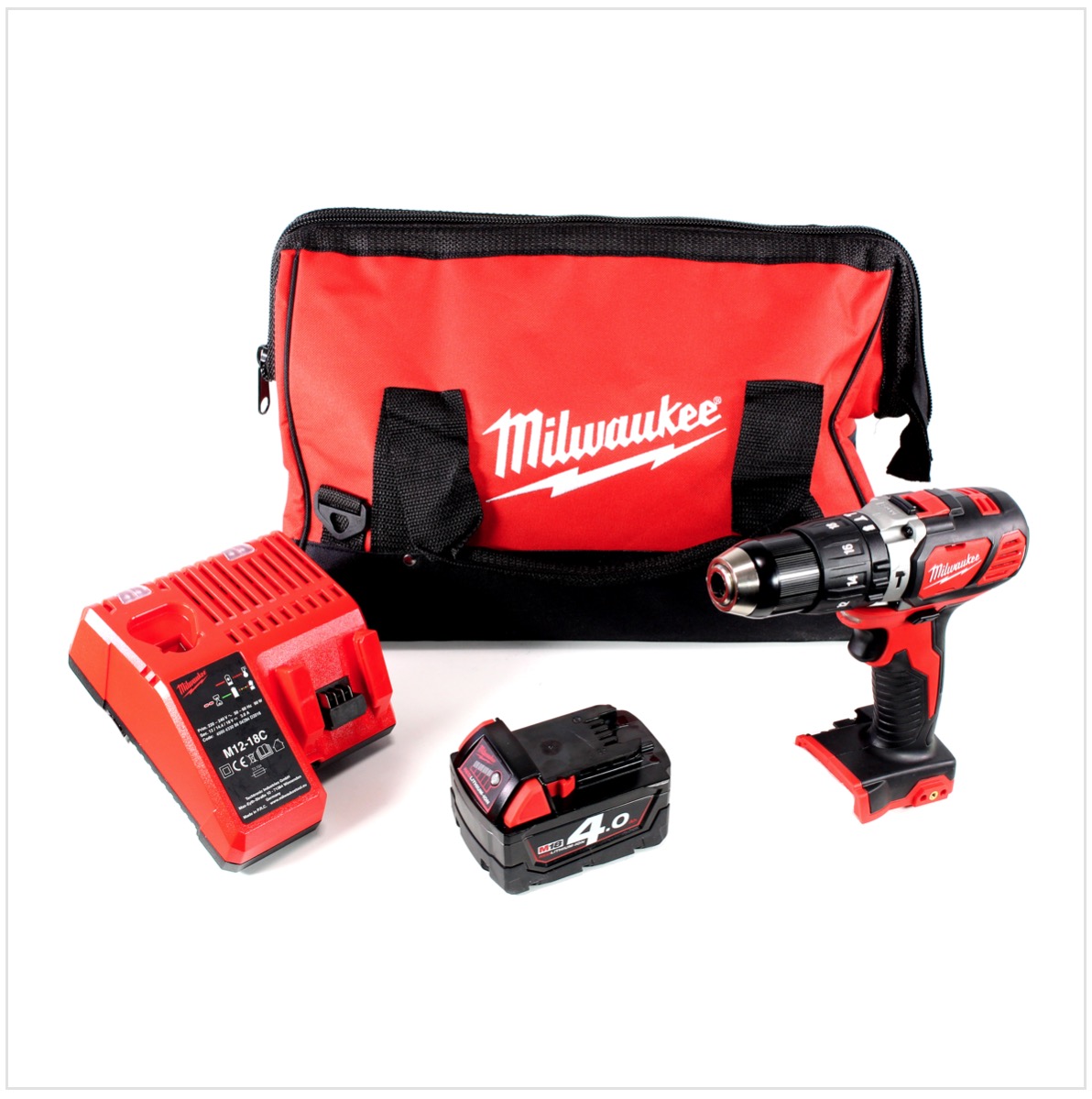 Milwaukee M18 Bpd Perceuse Visseuse à Percussion Sans Fil 18v 1x Batterie M18 B4 4 0 Ah Red Li