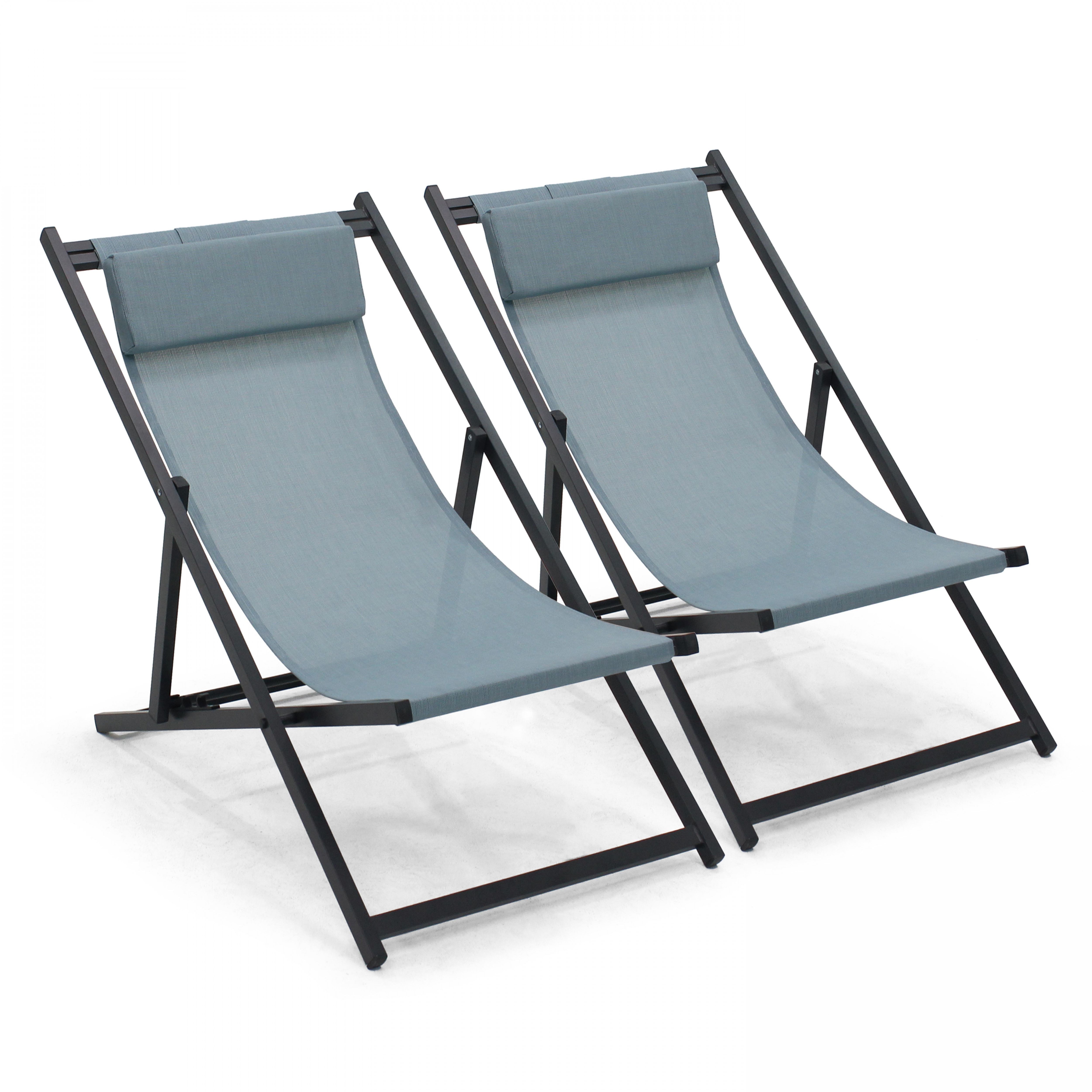 Lot de 2 transats en aluminium bleu | Leroy Merlin