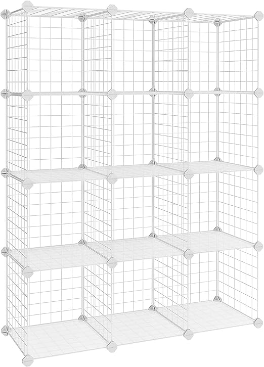Estantería modular de malla de hierro 93x31x123 cm, con 4 niveles y 3 ...