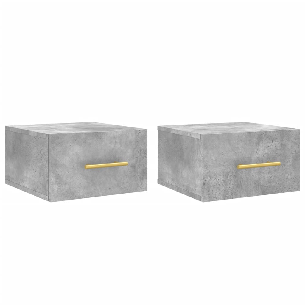 Lot de 2 Tables de chevet murales - Tables de nuit flottantes chic gris ...