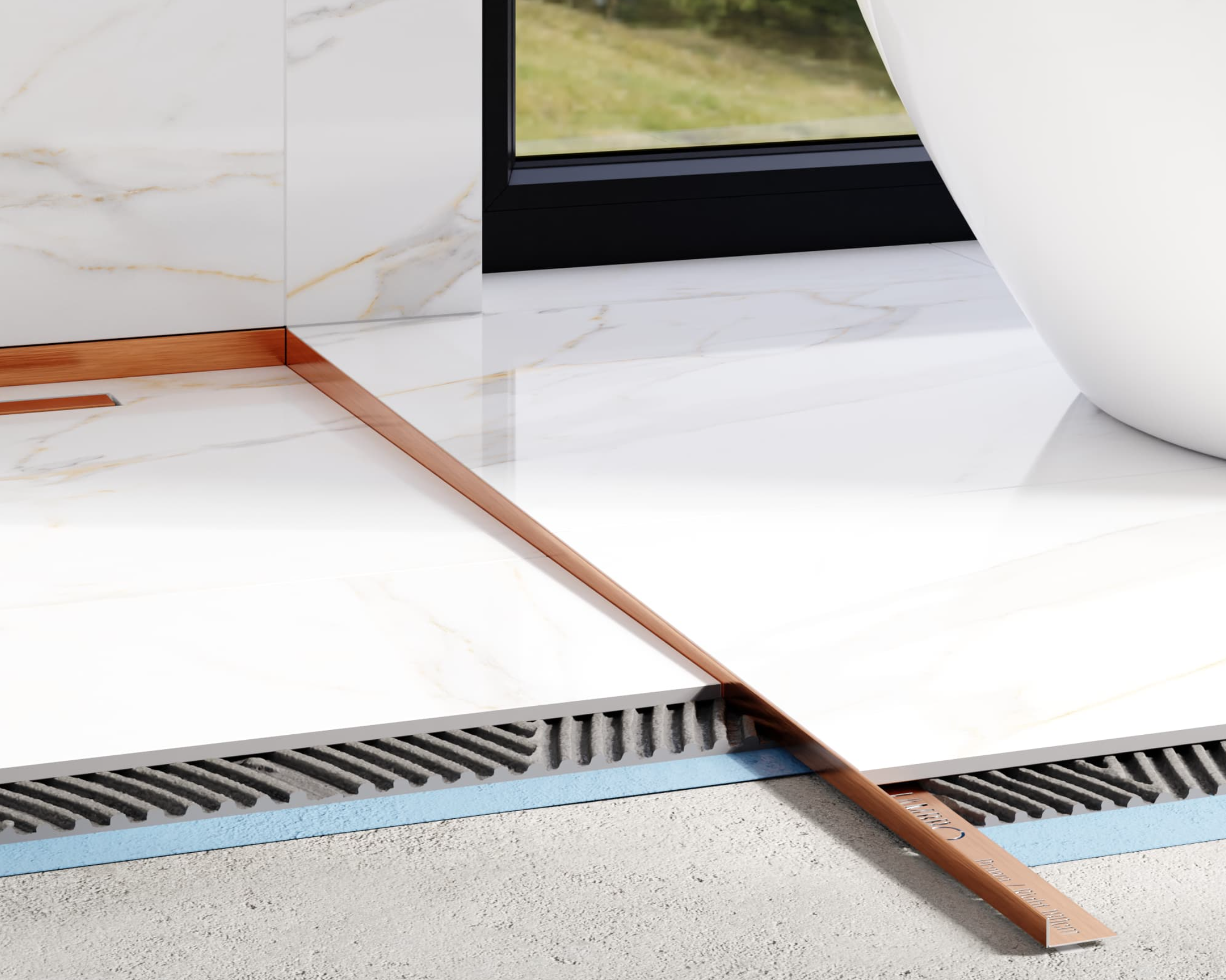 Profil LKP latéral droit incliné pour douche au sol cuivre satiné ...