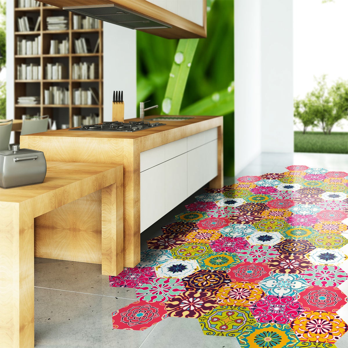 Stickers Sol Anti-dérapant avec Protection - CARRELAGES HEXAGONES SOL ...