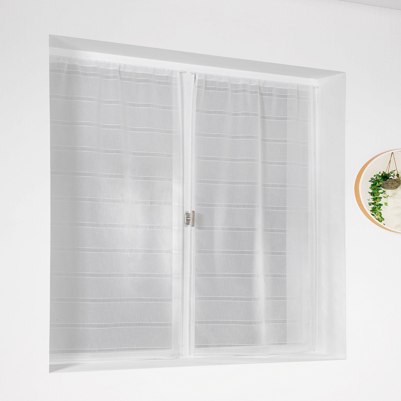 Petits voilages à la paire Cordelette - Ecru - 55x120 cm - Polyester ...