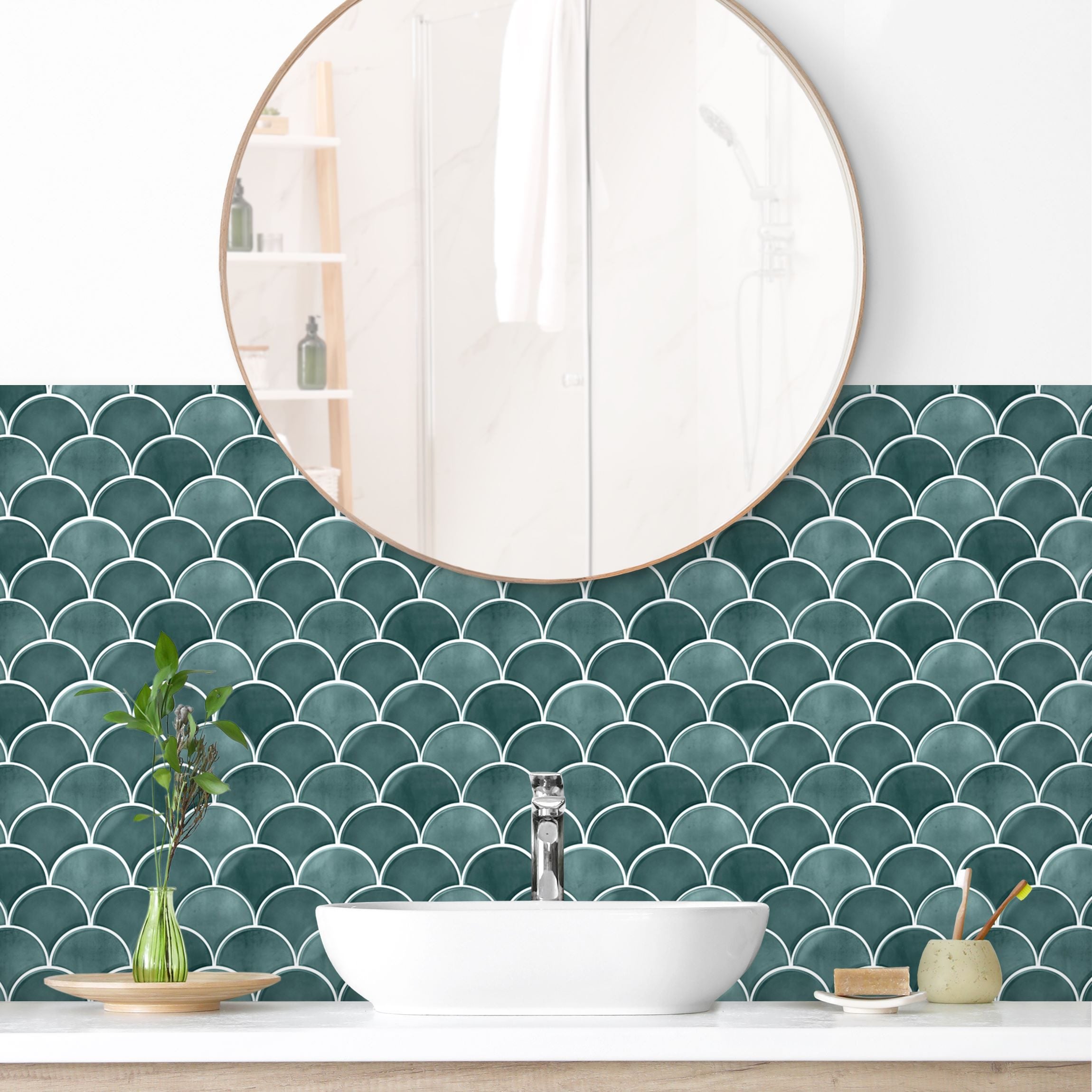 Revestimiento de pared para baño - Fish Scale Tiles Ceramic Look ...