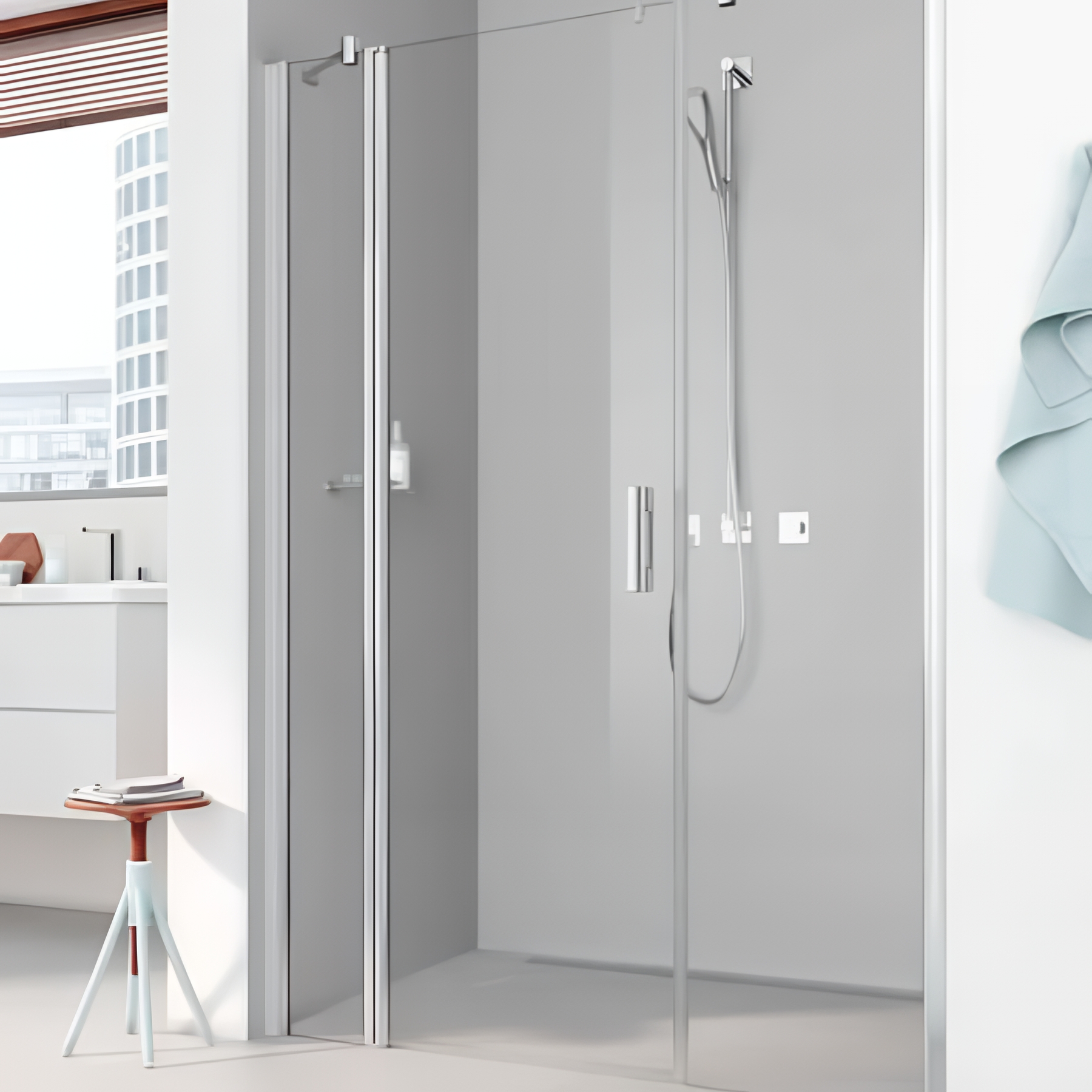 Pared de ducha giratoria anchura 110 cm altura 200 cm perfil plata ...