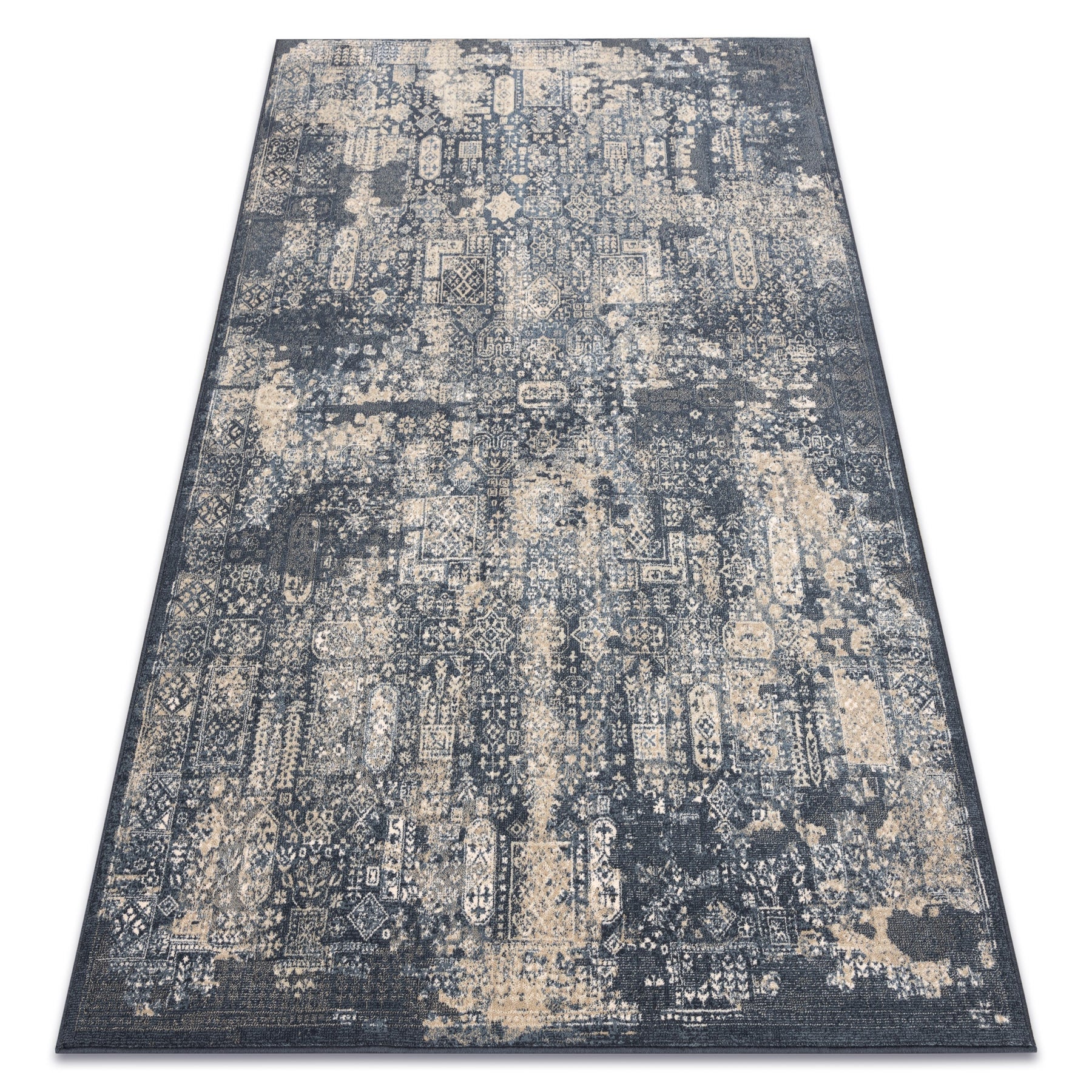 Alfombra de lana NAIN vintage 7591/50911 azul oscuro / beige 200x300 cm ...
