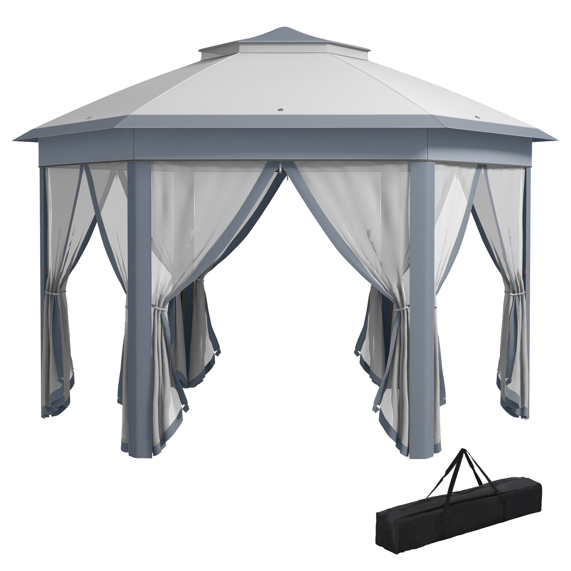 Tente grise 4x3,4 m pliante, double toit + 6 moustiquaires | Leroy Merlin
