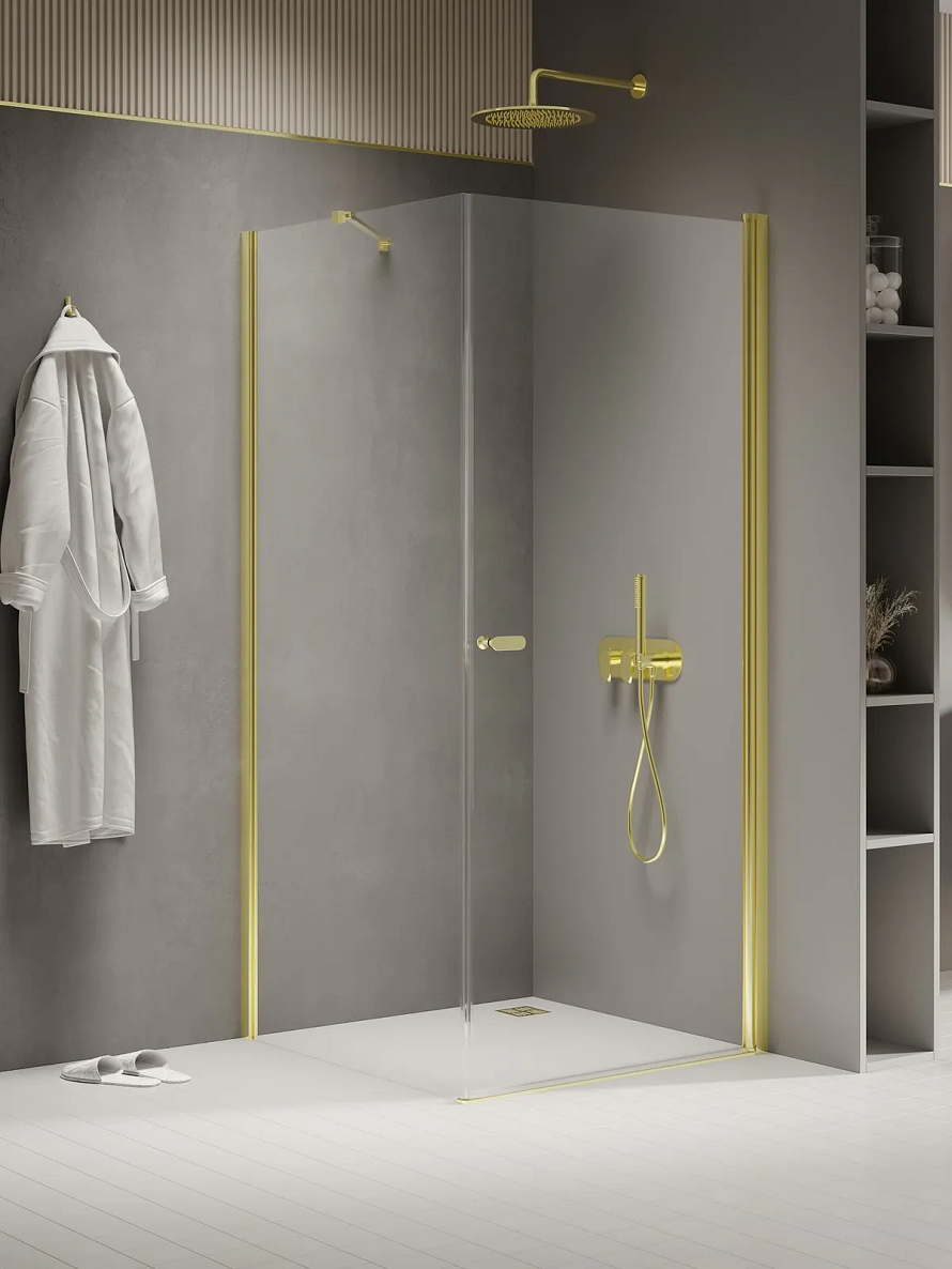 Cabine de douche pivotante 80x110 cm doré CUBA GOLD | Leroy Merlin
