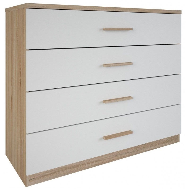 Commode 4 tiroirs Lena blanc et naturel | Leroy Merlin