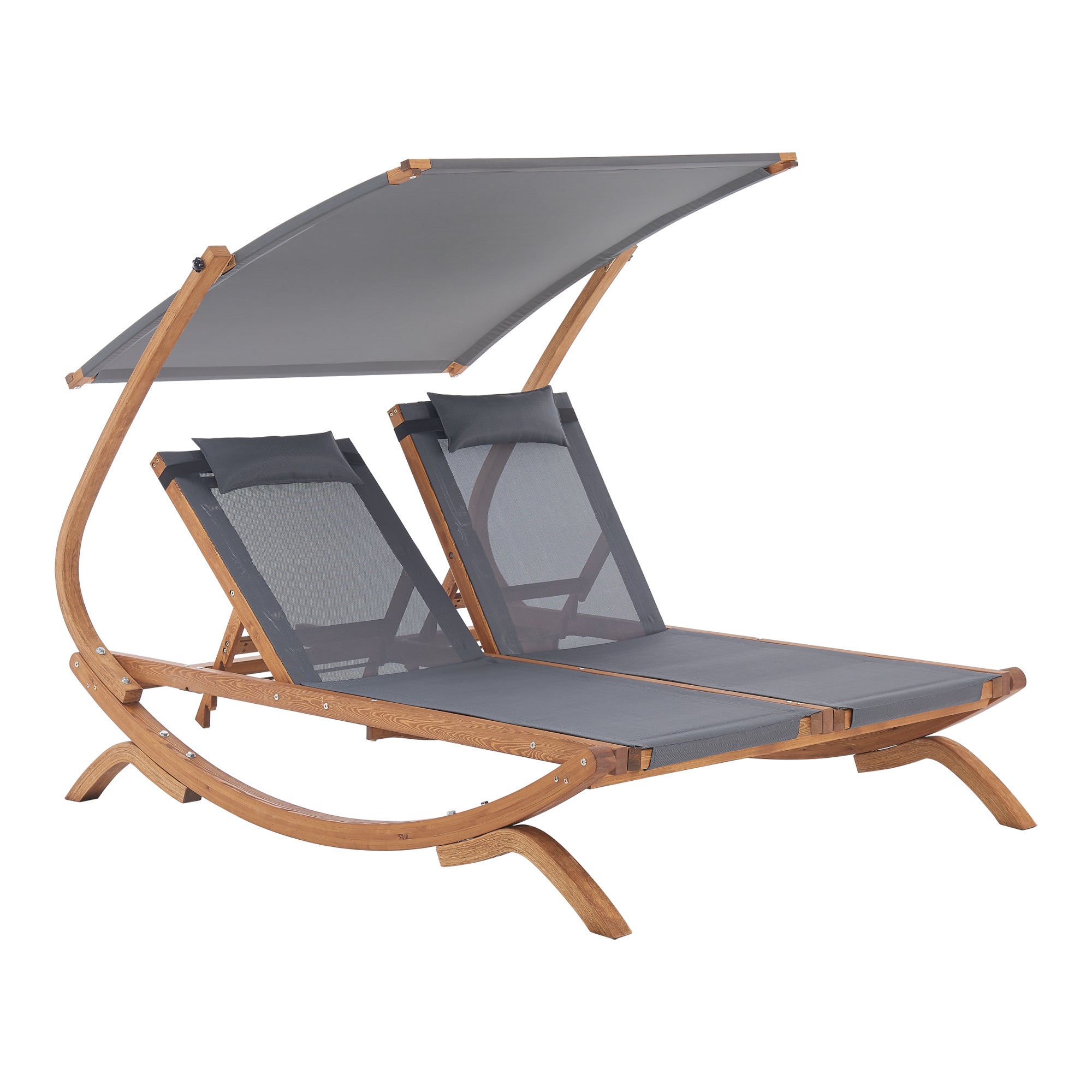 Transat à Double Couchage Karystos en Textile et Mélèze 197 x 156 x 144 ...