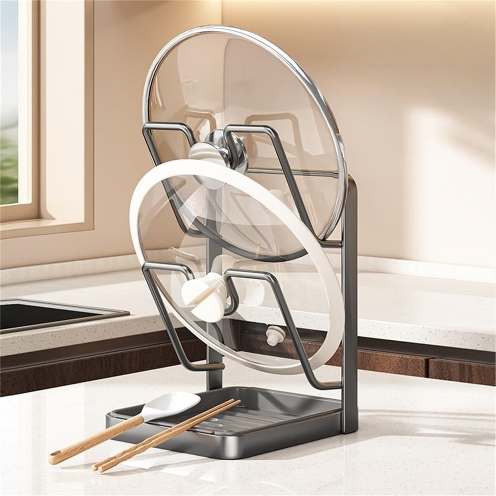 Support à couvercles de casseroles peu encombrant-double couche ...