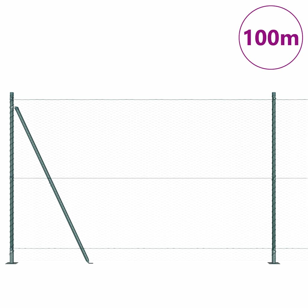 Reja con postes Verde 1.4 x 100 m Acero recubierto de PVC - COMFORTXL ...
