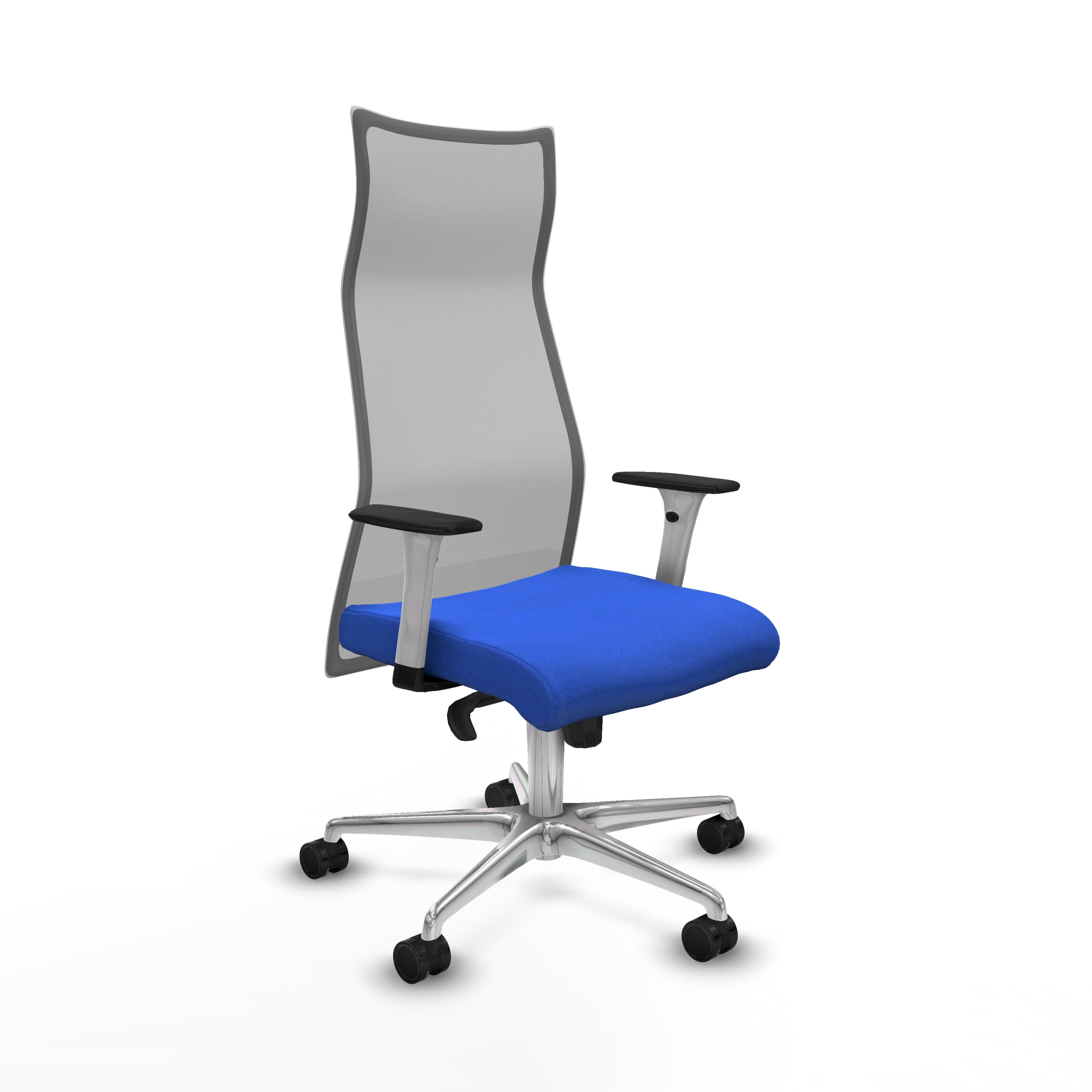 Sillón Albacete con mecanismo Sincro tapizada con Tela color Azul y ...