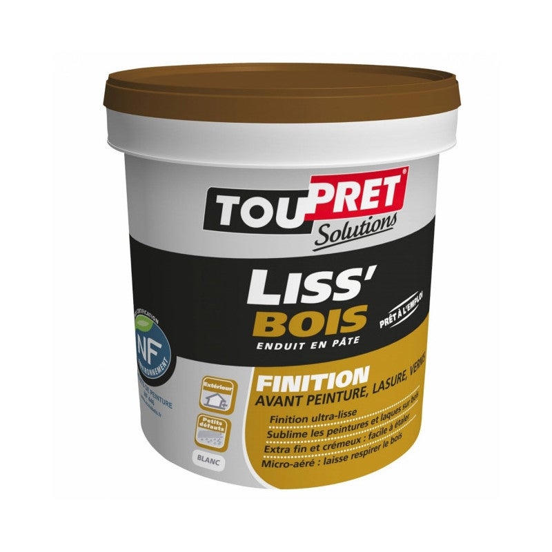 Enduit Liss'Bois en pâte - blanc - 1,25kg TOUPRET | Bricoman