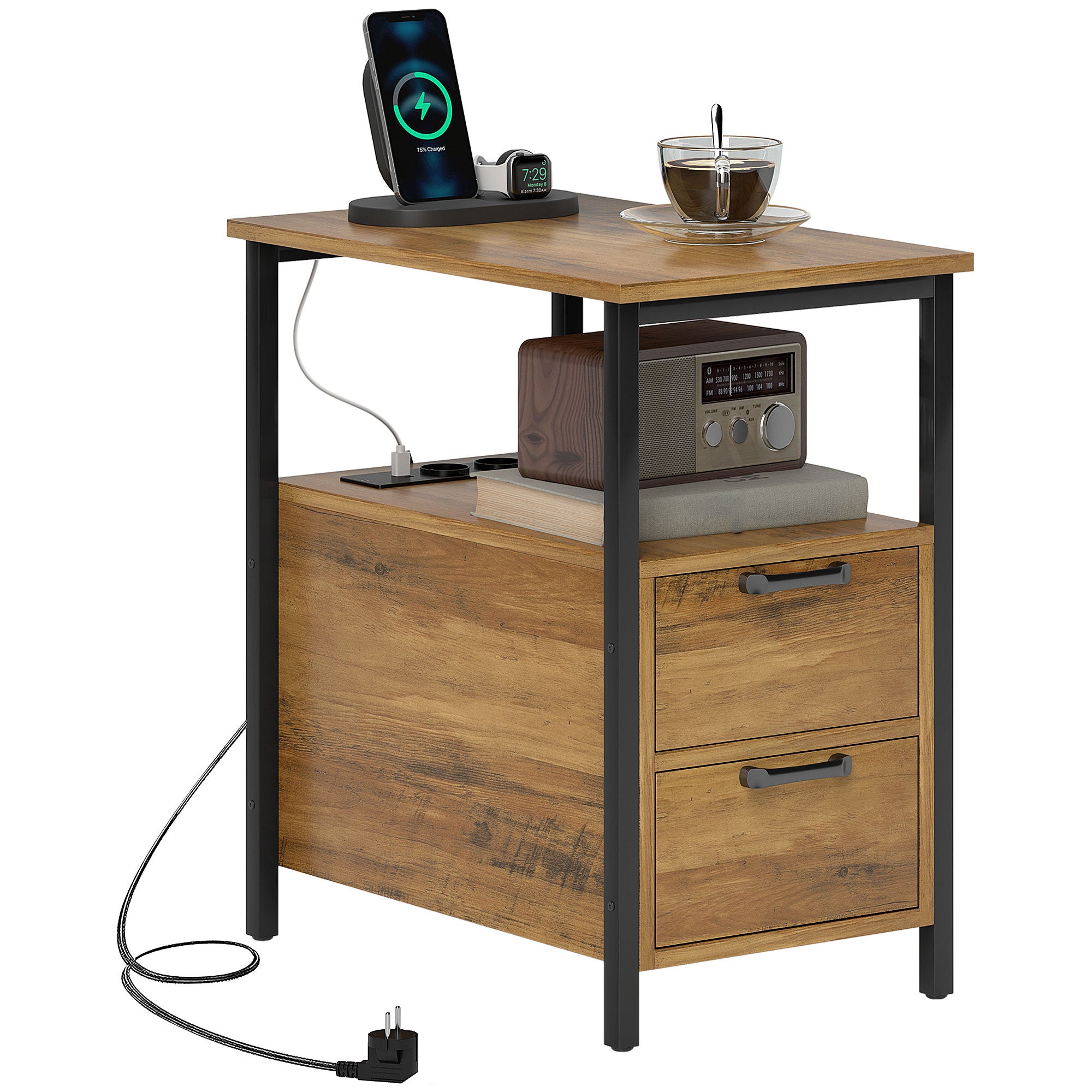 Table d'appoint table de chevet avec 2 prises port USB 1 prise type C ...