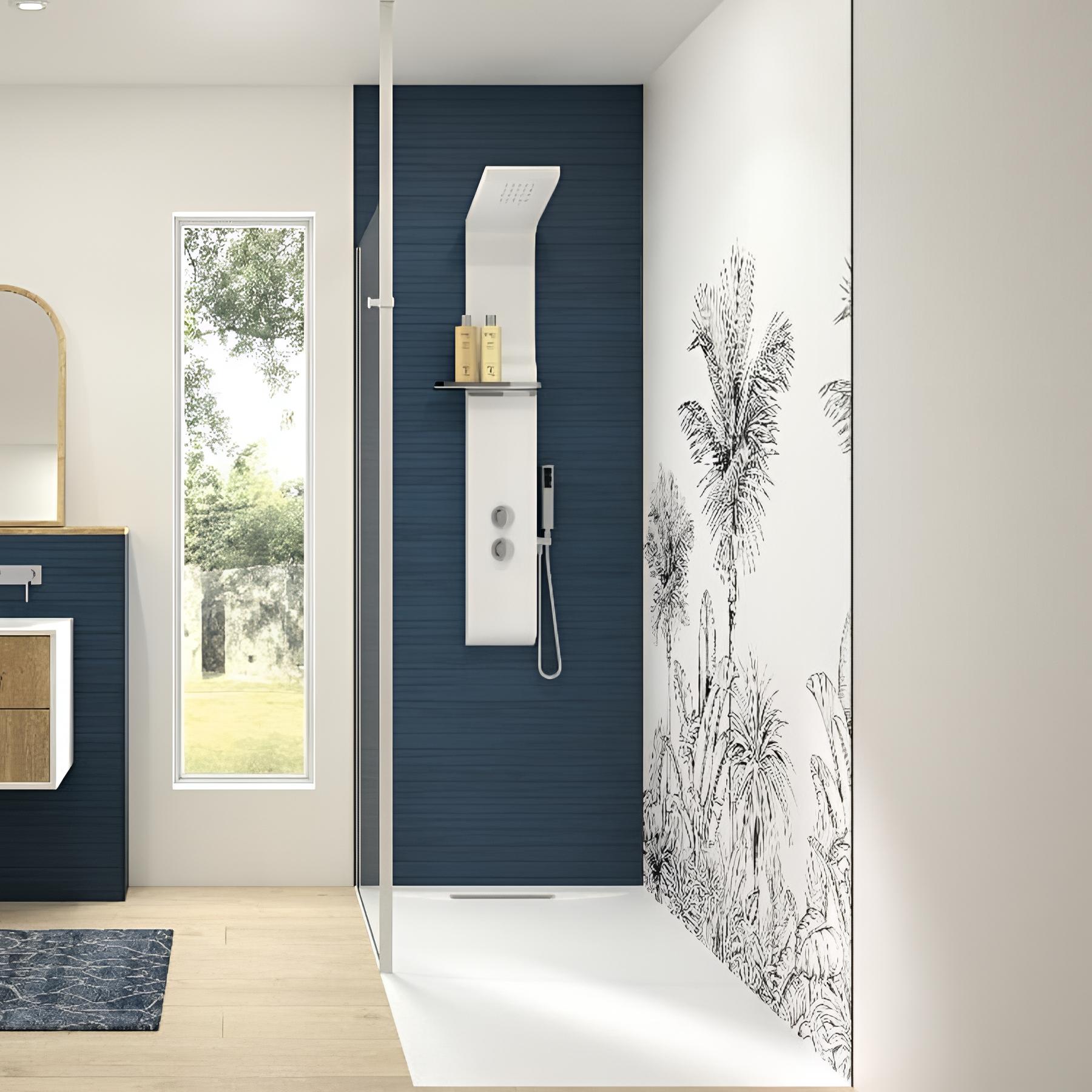 Panneau mural salle de bain Kinedo Kinéwall Design 3 mm 125x202 teck ...