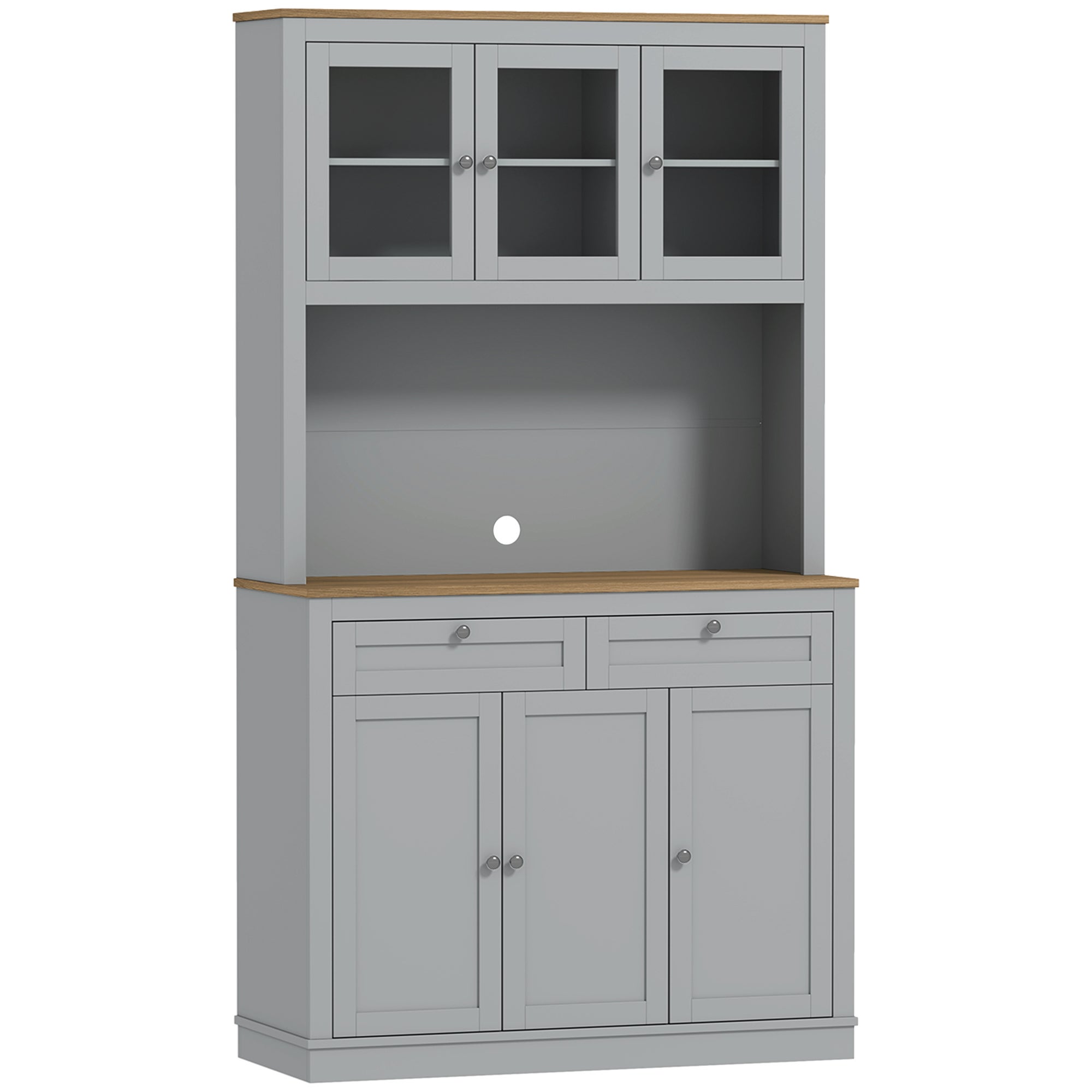 HOMCOM Armoire de cuisine MDF, mélamine bois gris 100x40x180 cm | Leroy ...