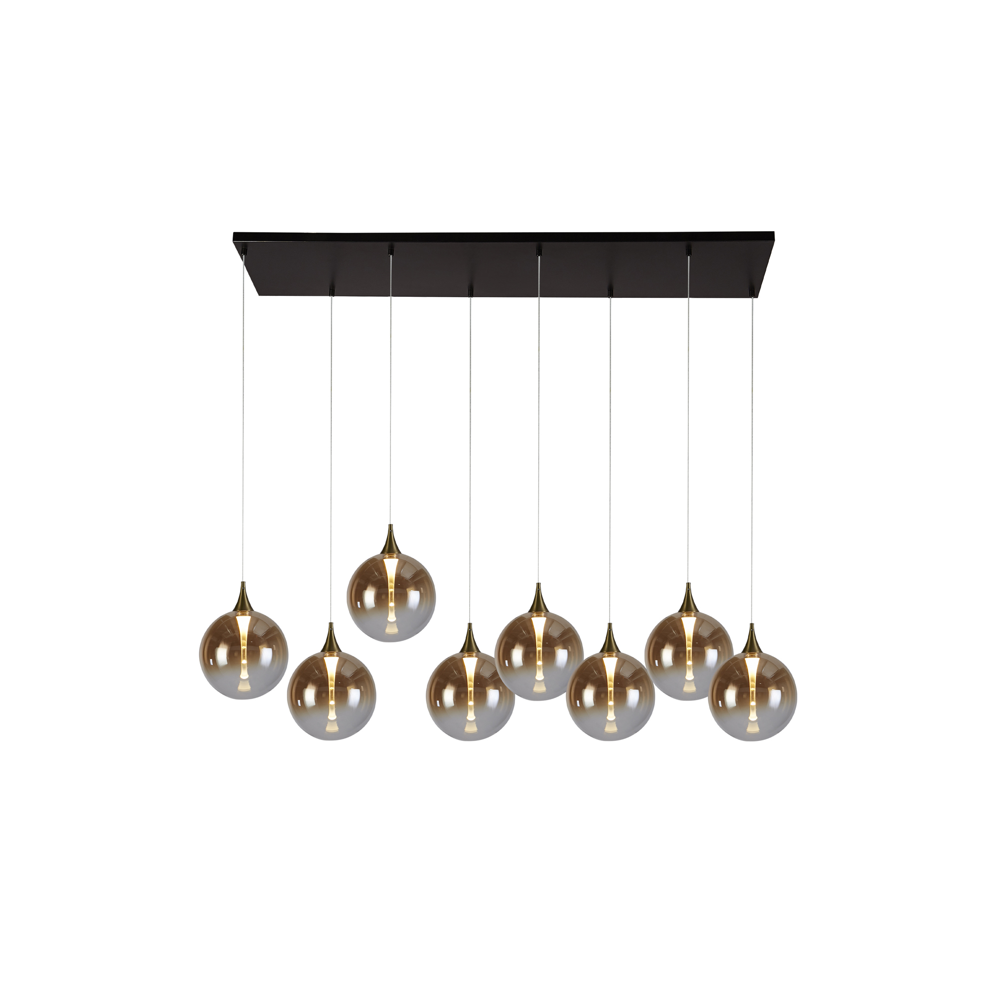 Suspension ALCHEMY sur Plafonnier Led integre 8L métal noir et doré ...
