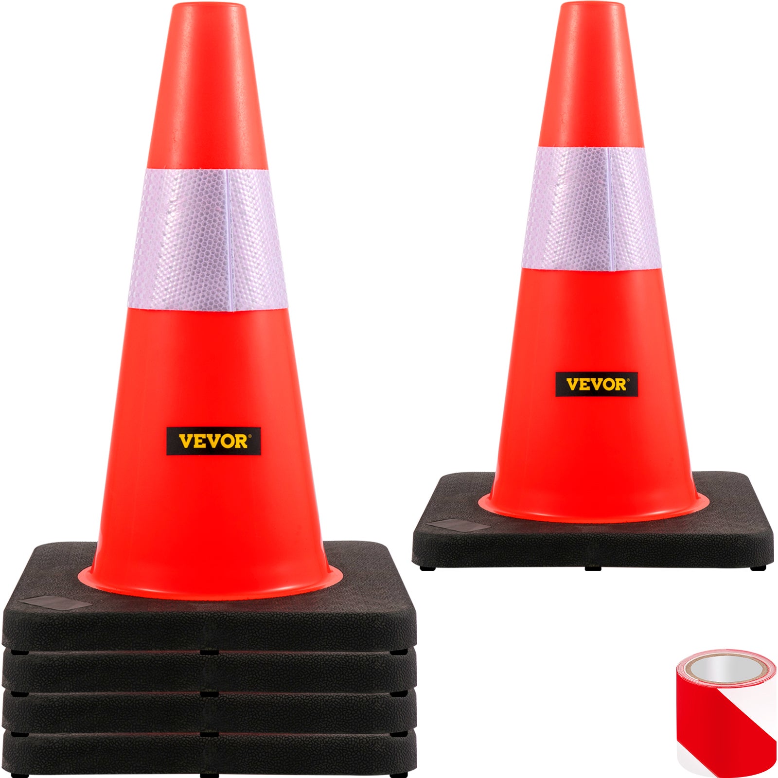 VEVOR Baliza seguridad, altura 45 cm, paquete 5, conos PVC naranja con ...