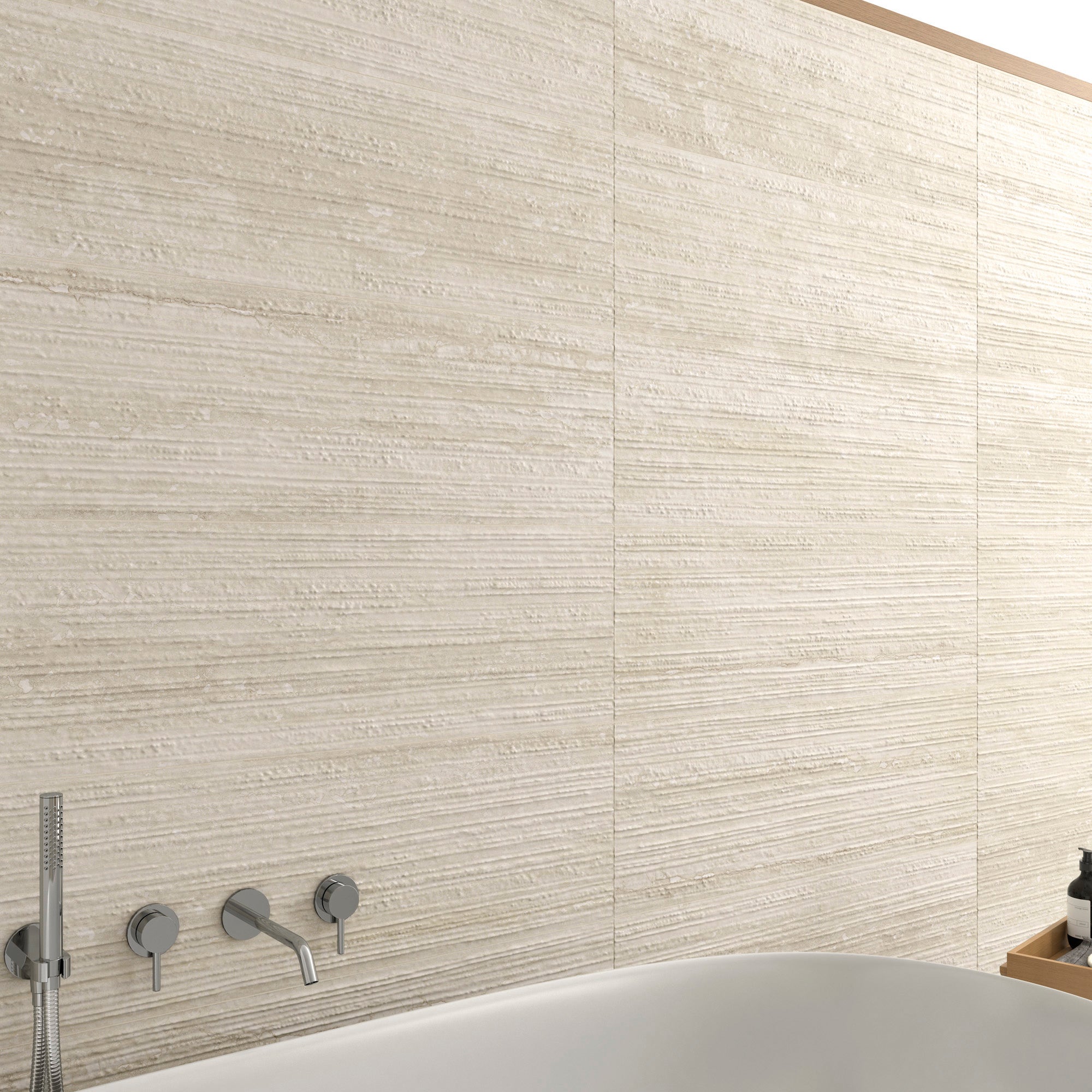 Faïence - PURE TRAVERTINE - IVORY- 30x90 GROOVE Rectifié | Leroy Merlin