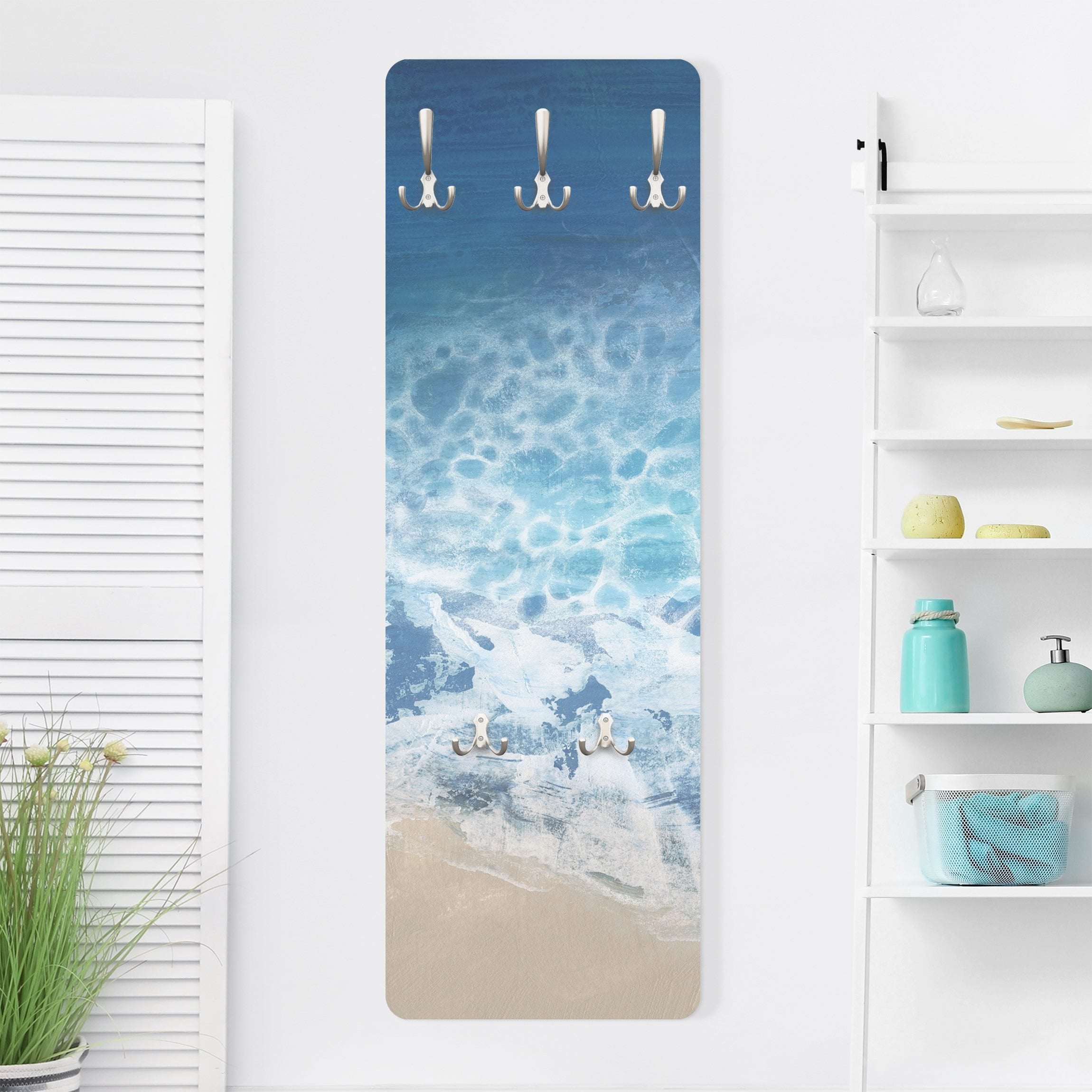 Perchero de pared motivo percha de pared madera azul arte pintura ...