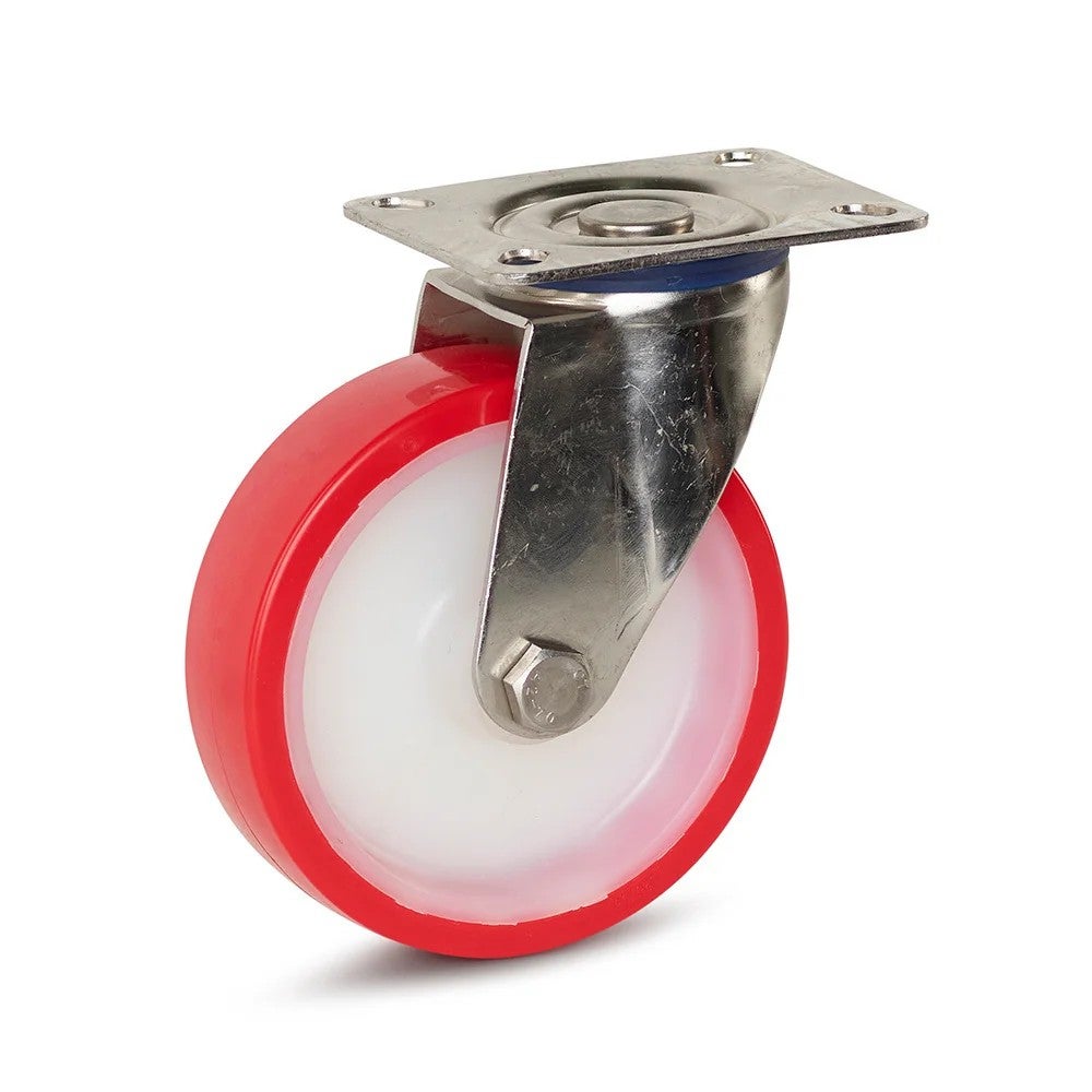 Roulette pivotante - MESO - PU inox - Platine - 125mm - 220kg | Leroy ...