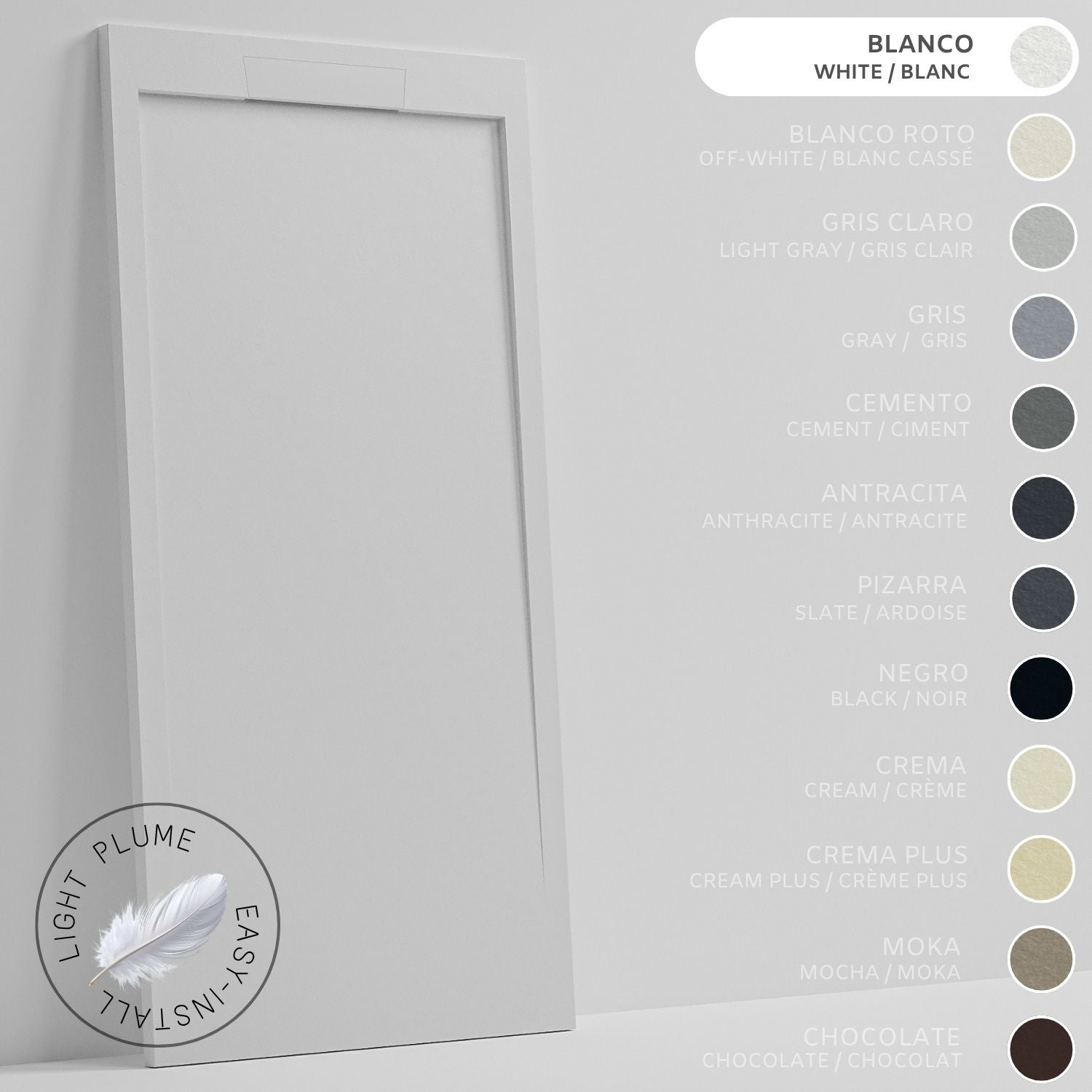 SOULHOME Plato de Ducha de Resina Aligerada textura Pizarra – BLANCO ...