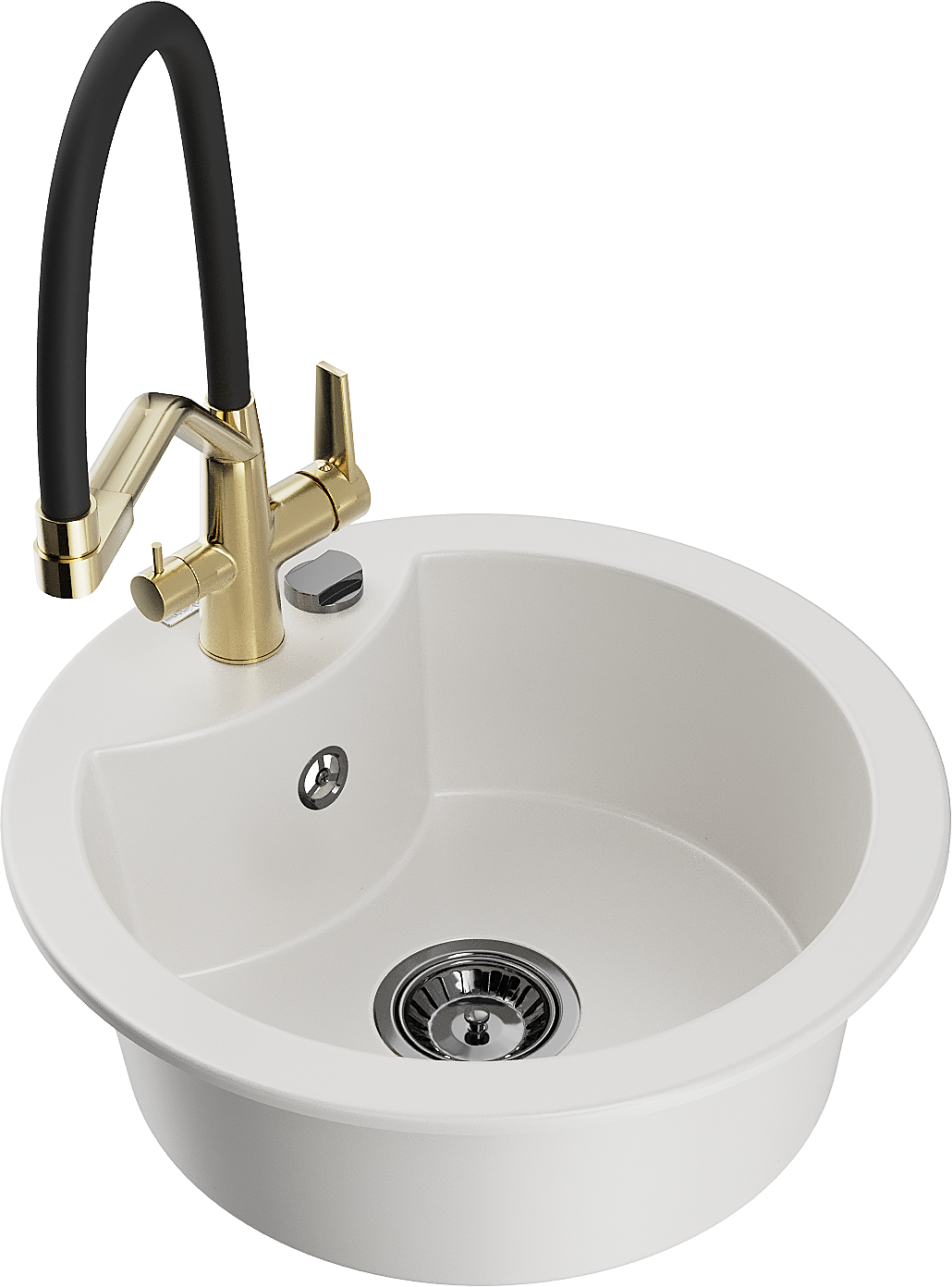 Mexen Diego fregadero de cocina de granito de 1 cubeta con grifo Duo ...