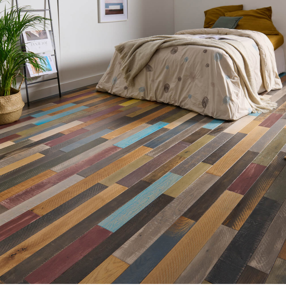 Parquet chêne massif - Multicolore, Aspect scié - Ep. 15 x l. 75/90 mm ...