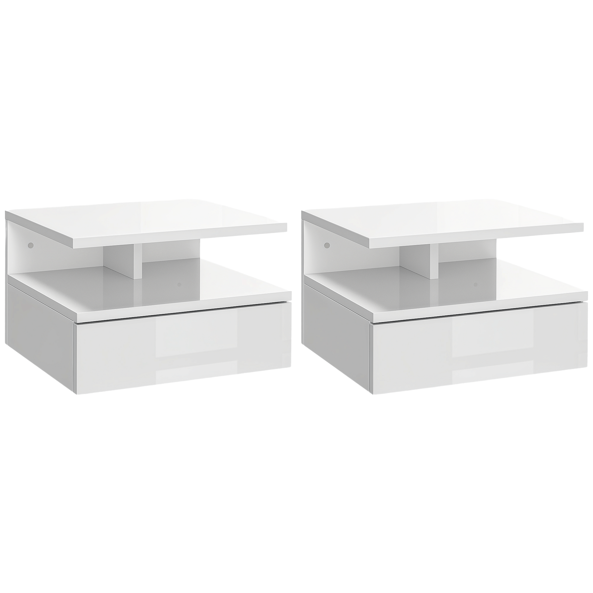 Lot de 2 tables de chevet murales tables de nuit tiroir coulissant ...