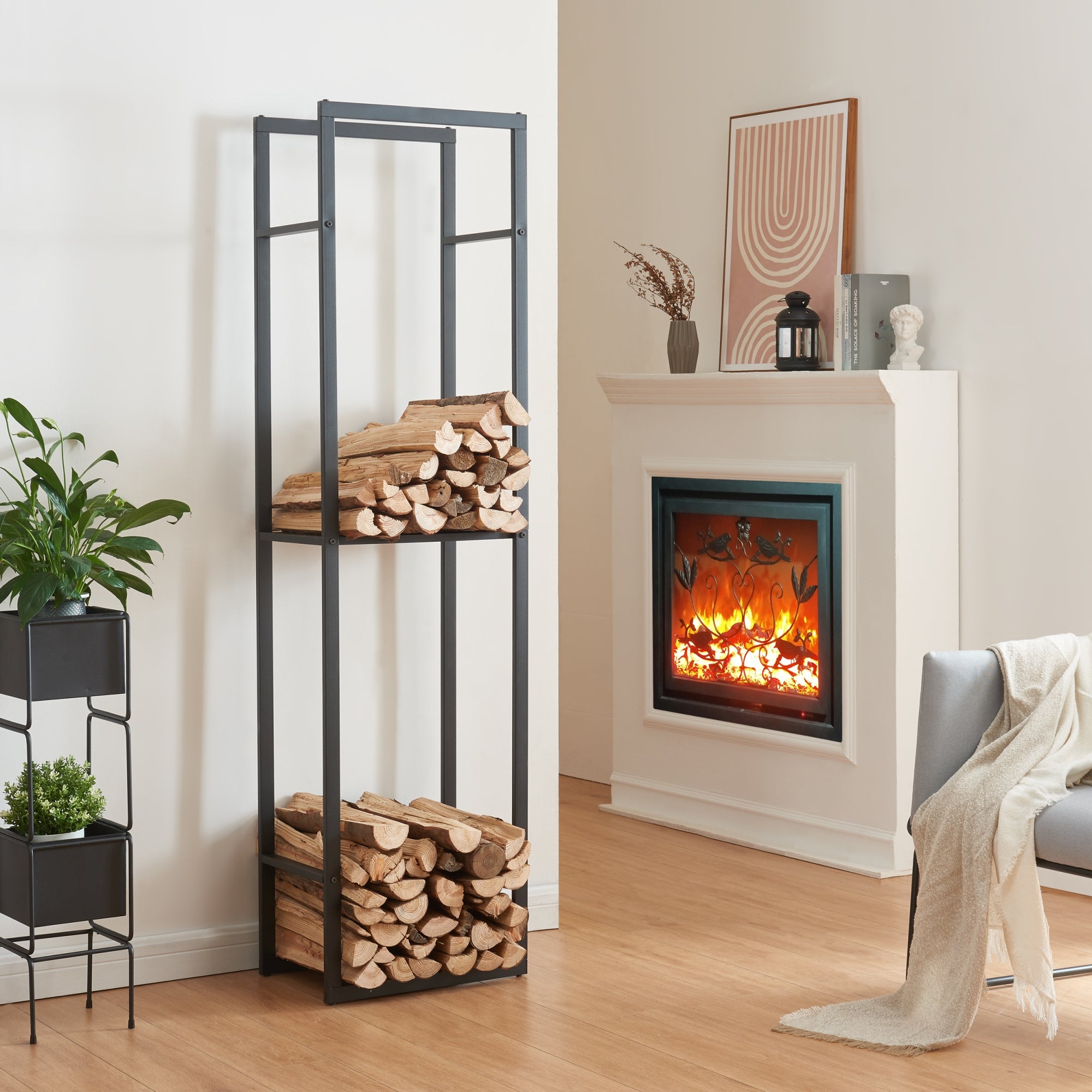 Range-bûches Ulvila pour intérieur 170 x 45 x 30 cm noir [en.casa ...