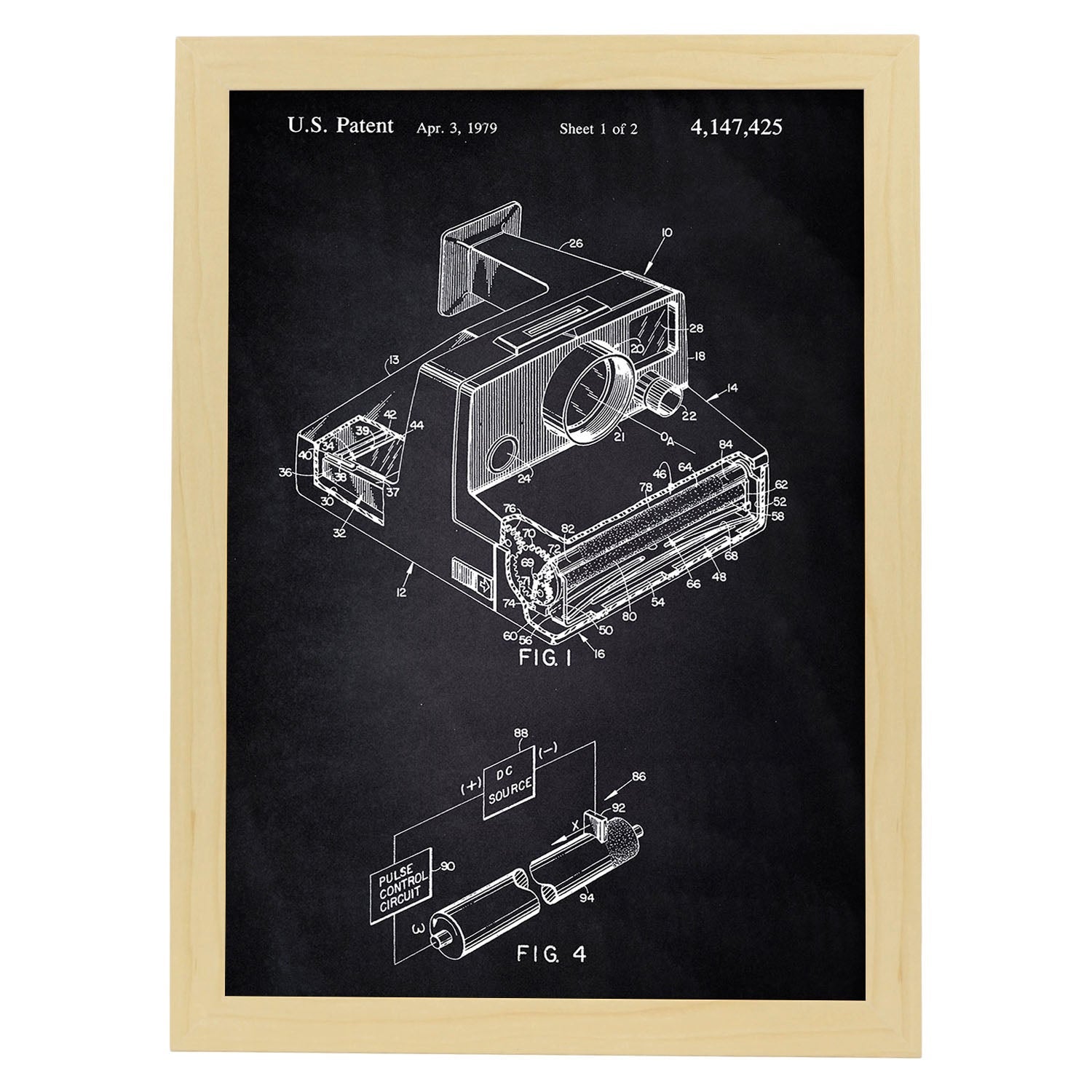 Affiche De Brevet De Caméra Polaroid. Lémina Avec Old Patent Design ...