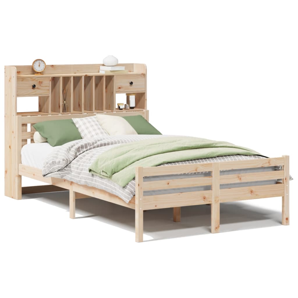 Lit avec étagère sans matelas en bois de pin massif 120x190cm | Leroy ...
