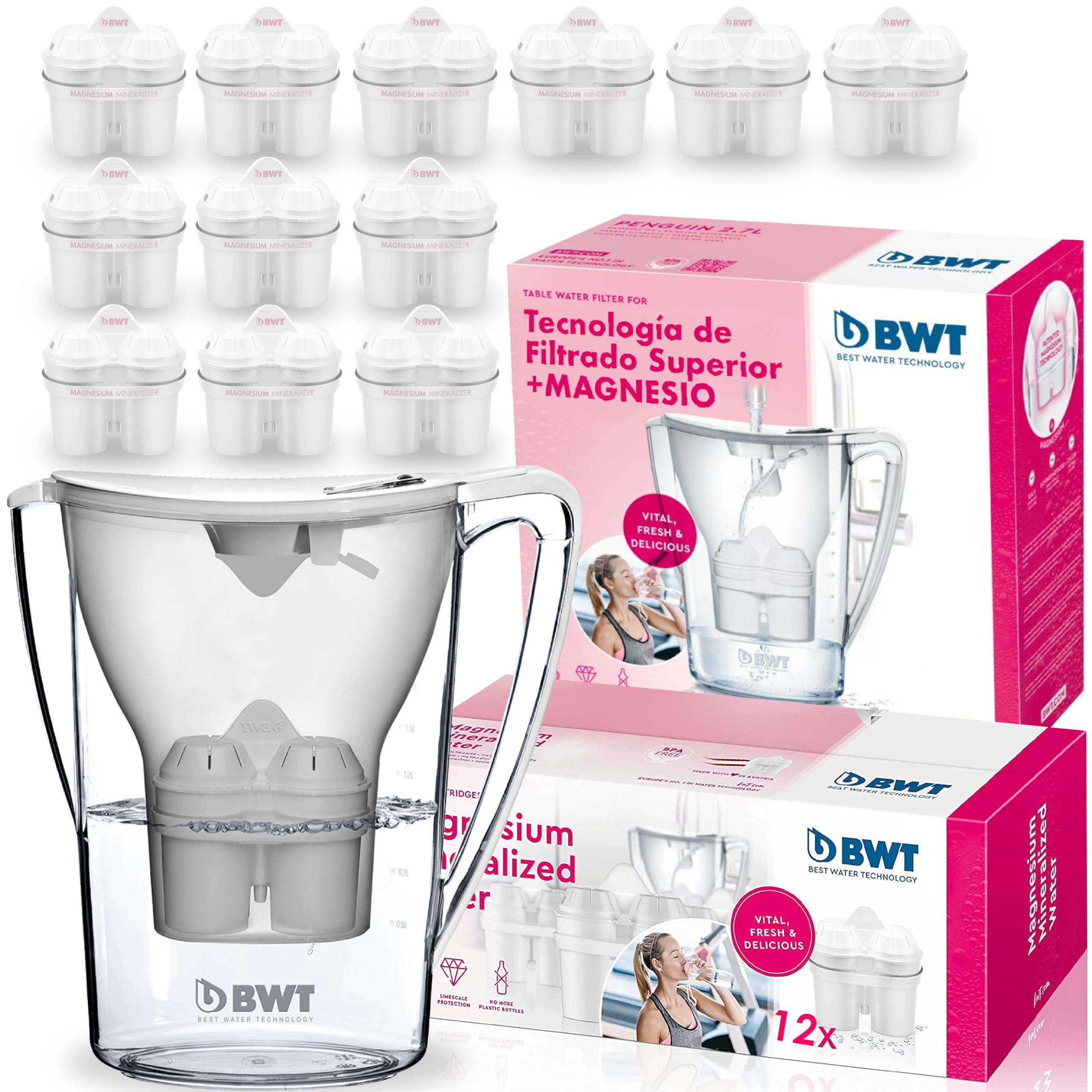 BWT 8801504 - Caraffa di acqua filtrante, Lipo plastica, Bianco, 11.5 ...