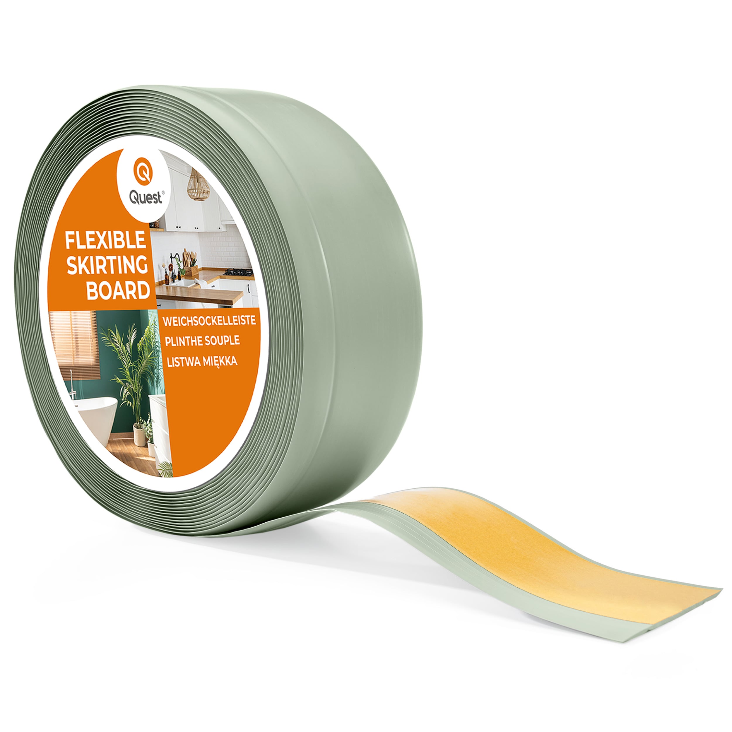 Plinthe PVC souple adhésive 70x20 mm - flexible, mur et sol, 15 m, vert ...