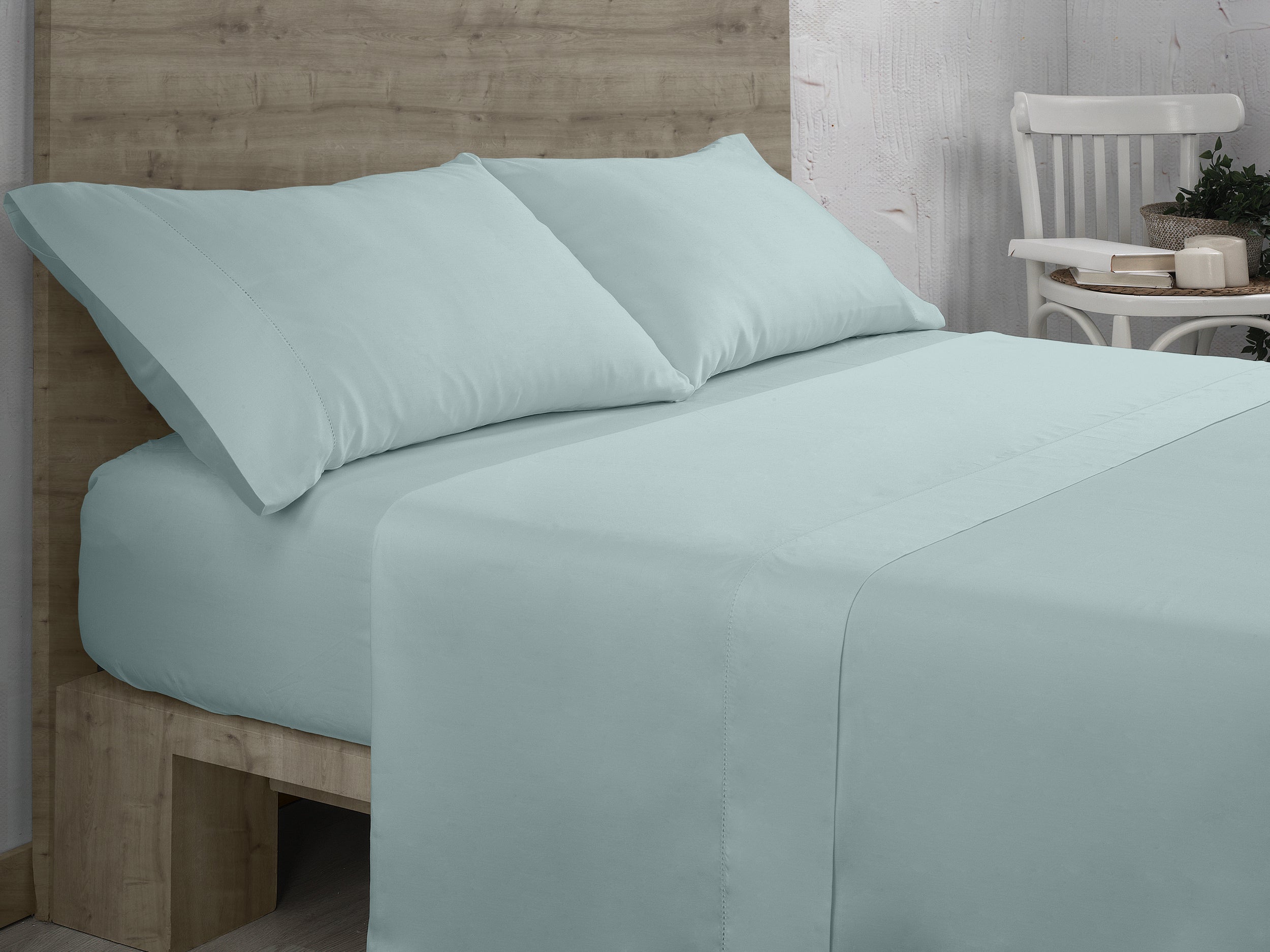 Ensemble de draps en coton biologique couleur glace. | Leroy Merlin