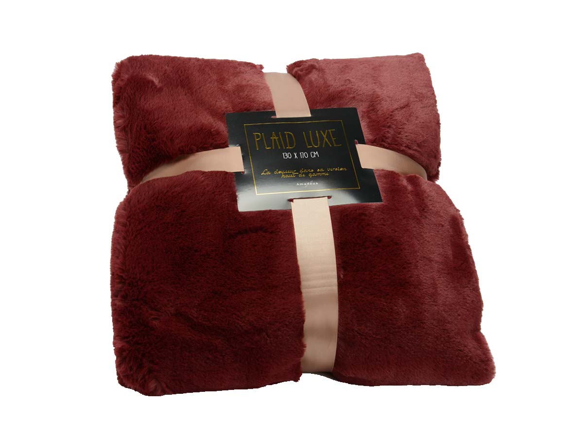 Plaid Luxe 130 x 170 cm Bordeau - Amadeus | Leroy Merlin