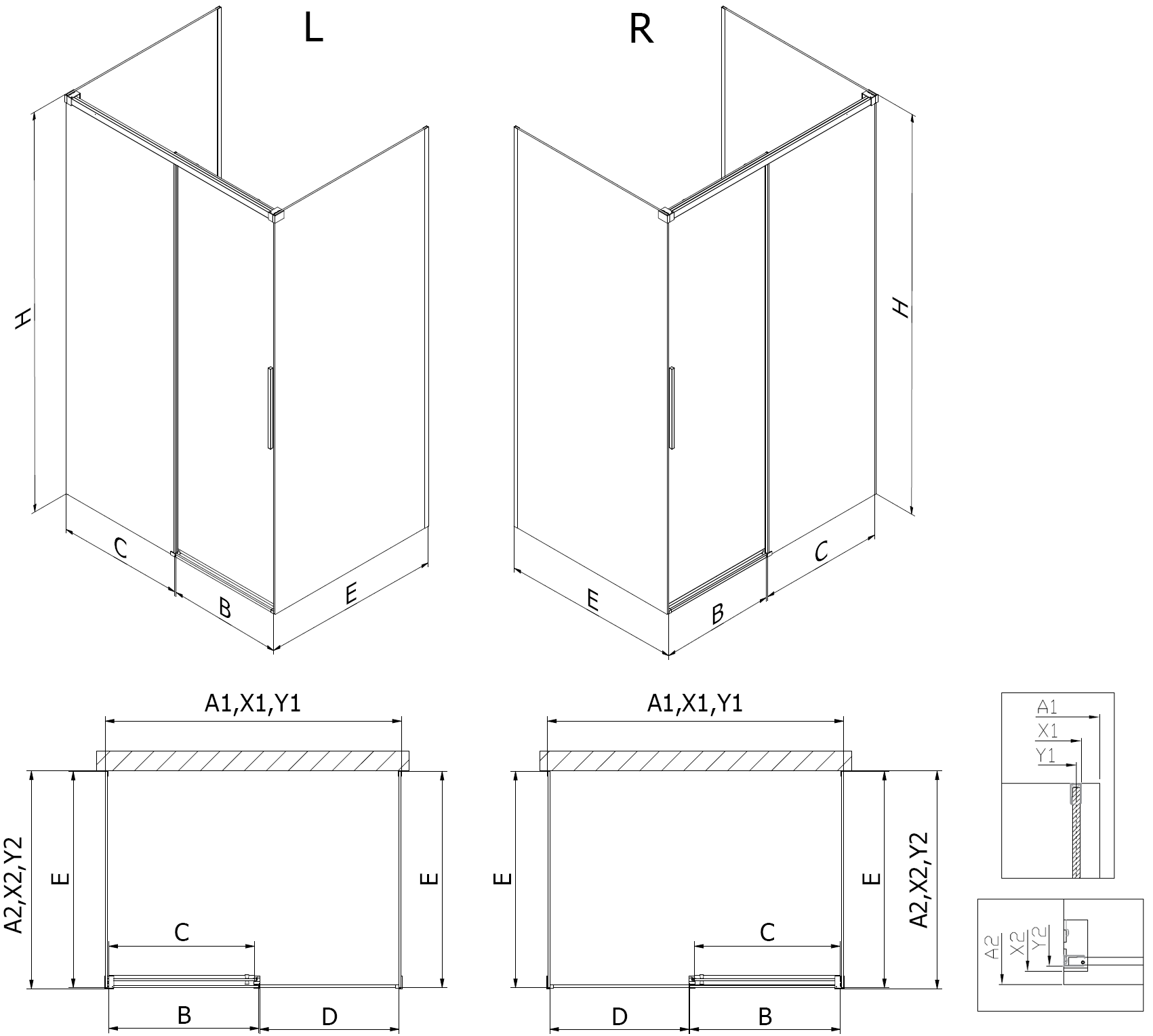 Mexen Rox-3S cabine de douche 3 parois coulissantes 100 x 120 cm ...