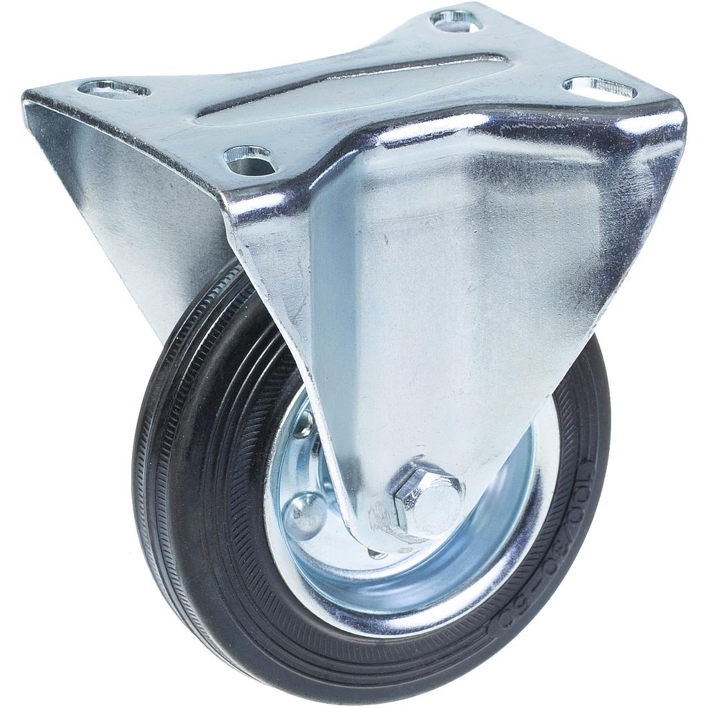 Roulette fixe de 100 mm en caoutchouc noir sur roue centrale en acier ...