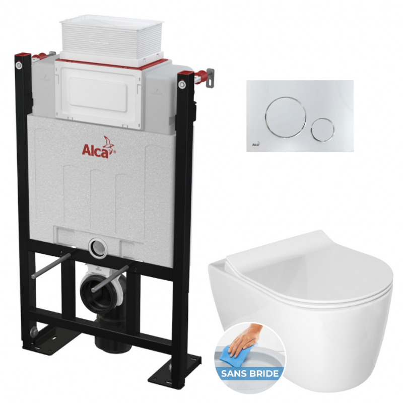 Alca Pack WC Bâti 85 cm autoportant + WC Idevit Alfa sans bride ...