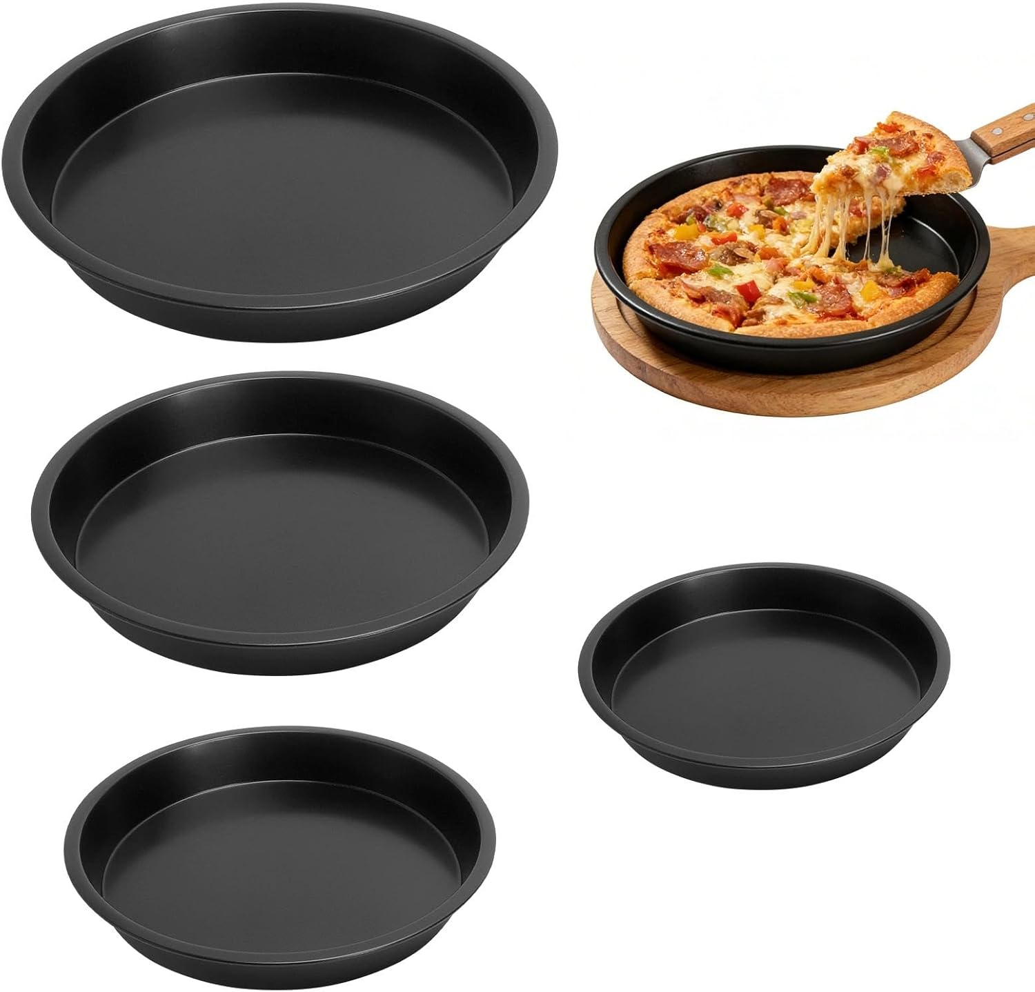 Moule a tarte de 4 plaques à pizza avec pinceau à huile , 16/18/20/22 ...